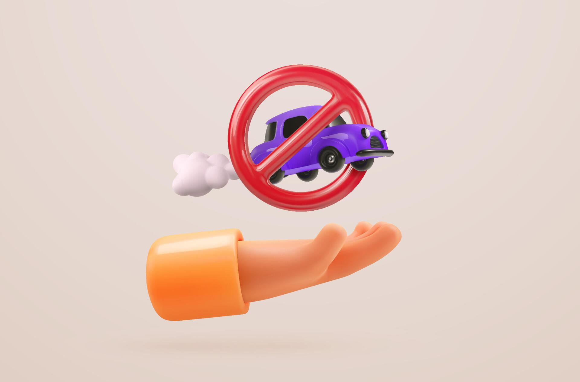 Gasoline and diesel fuel automobile prohibition. Car prohibited 3d ...