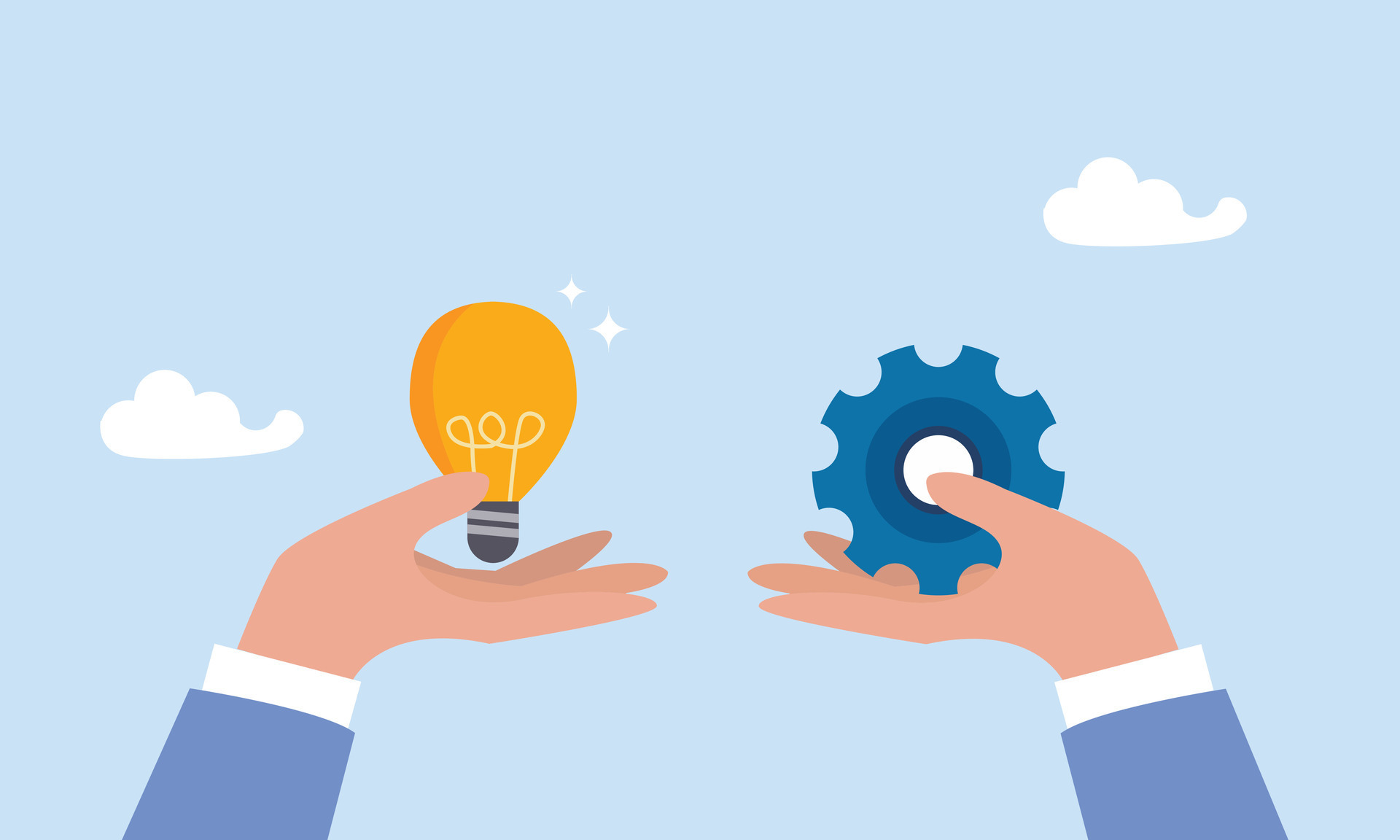 mejoramiento o solución concepto, empresario mano participación ...