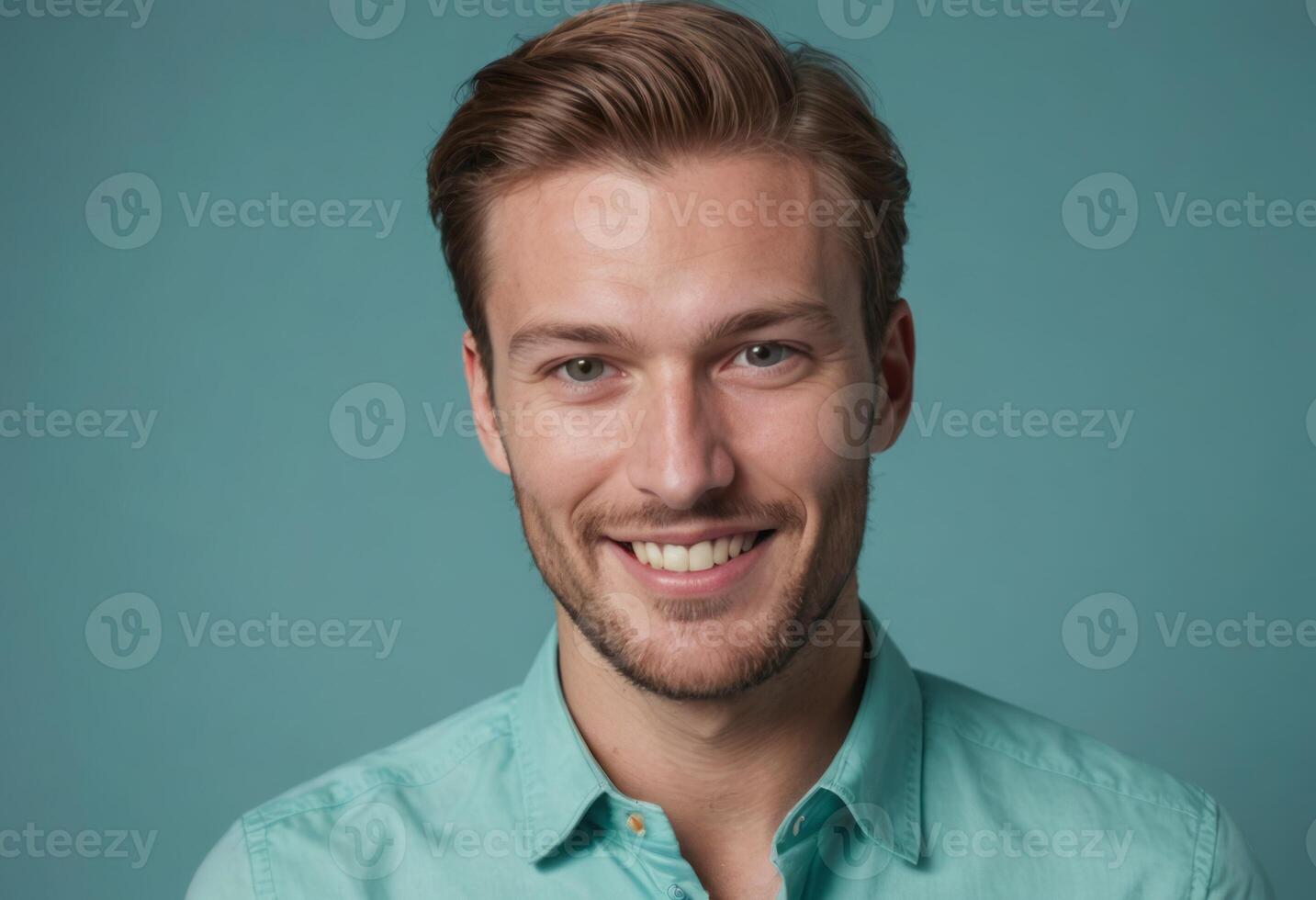 AI Generated A handsome man with a light stubble smiling and giving a ...