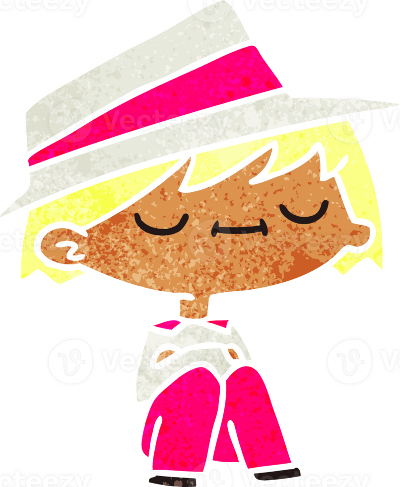 Hand Drawn Retro Cartoon Of A Cute Kawaii Person 40287834 Png