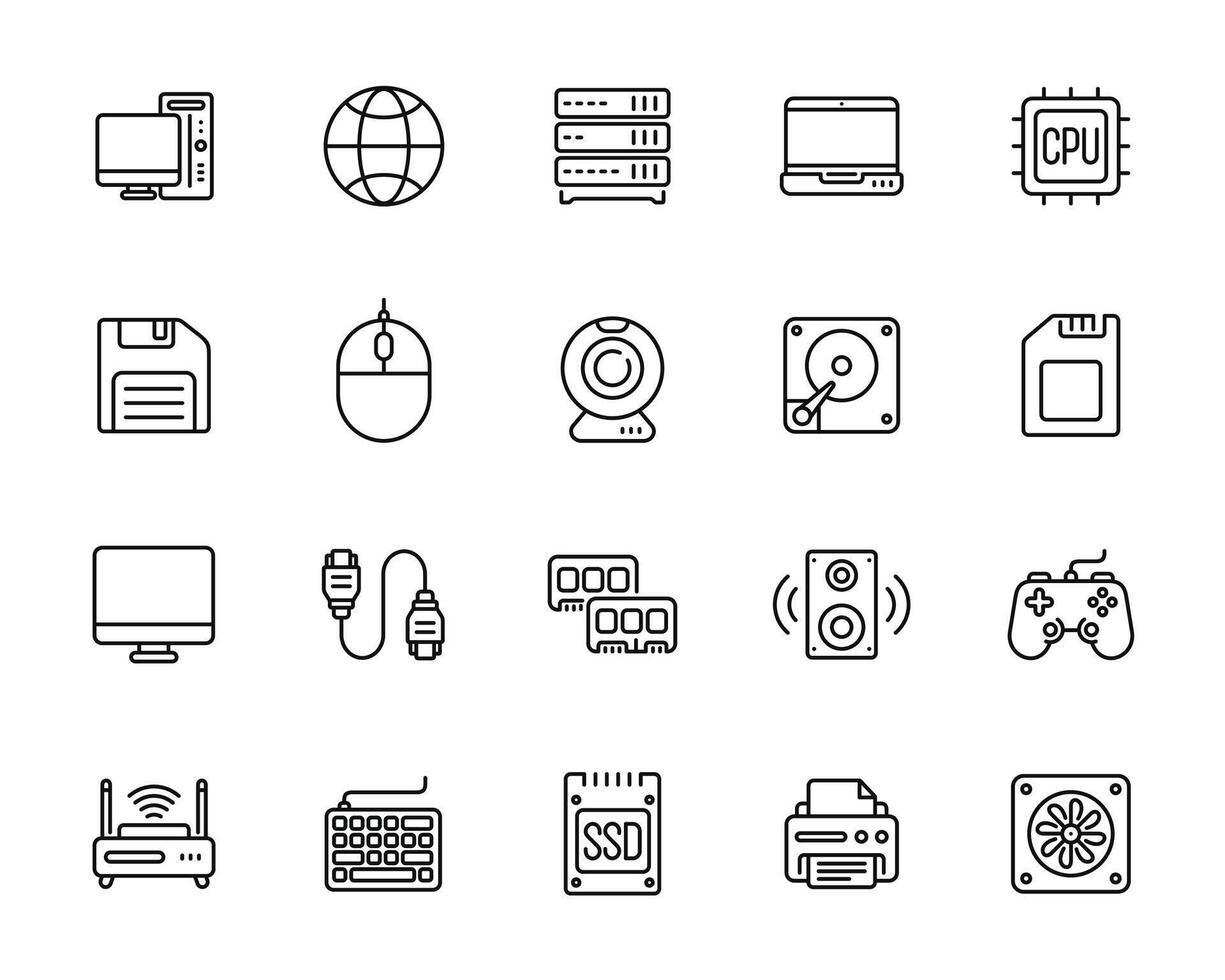 Computer line icon set isolated on white background 40295434 Vector Art ...