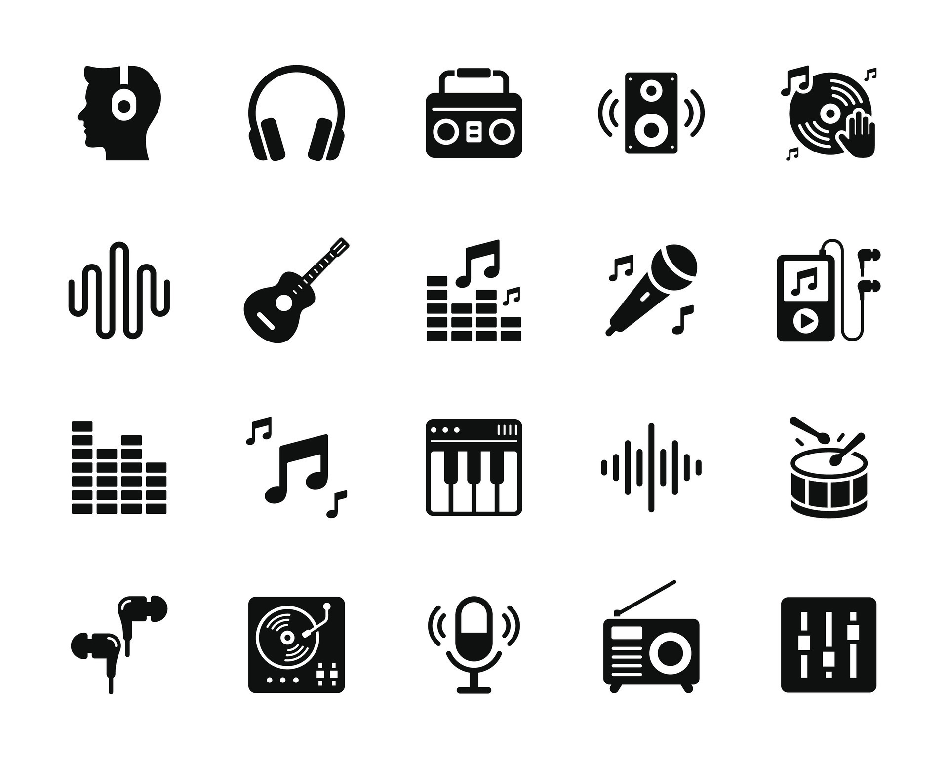 Music icon set isolated on white background 40295634 Vector Art at Vecteezy