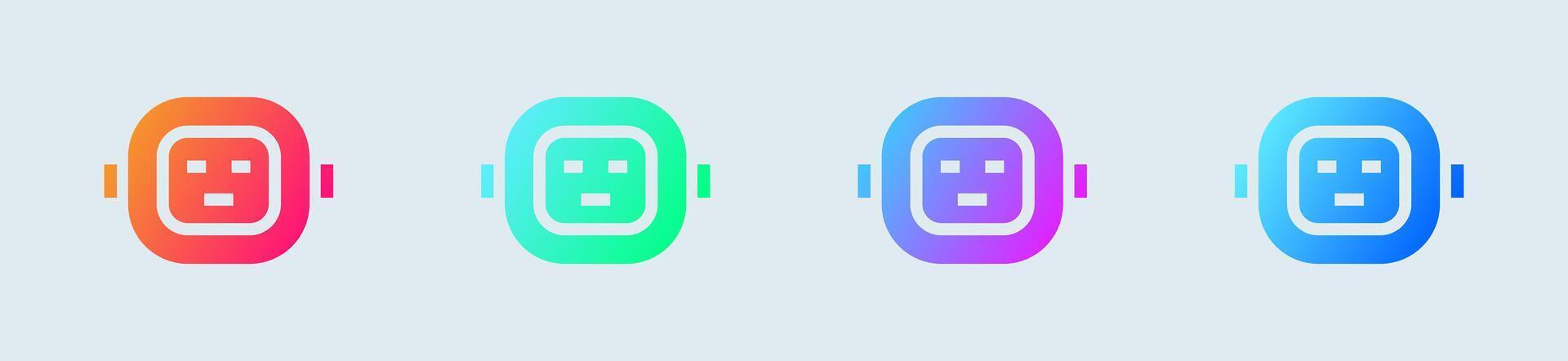 Robot solid icon in gradient colors. Artificial intelligence signs ...