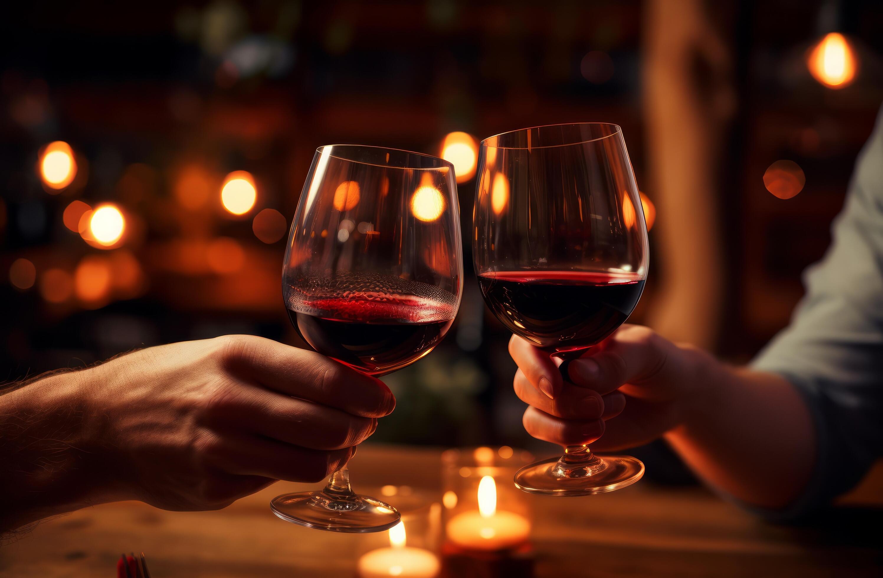 AI generated couple toasting wine glasses at a dinner table 40313236 Stock Photo at Vecteezy