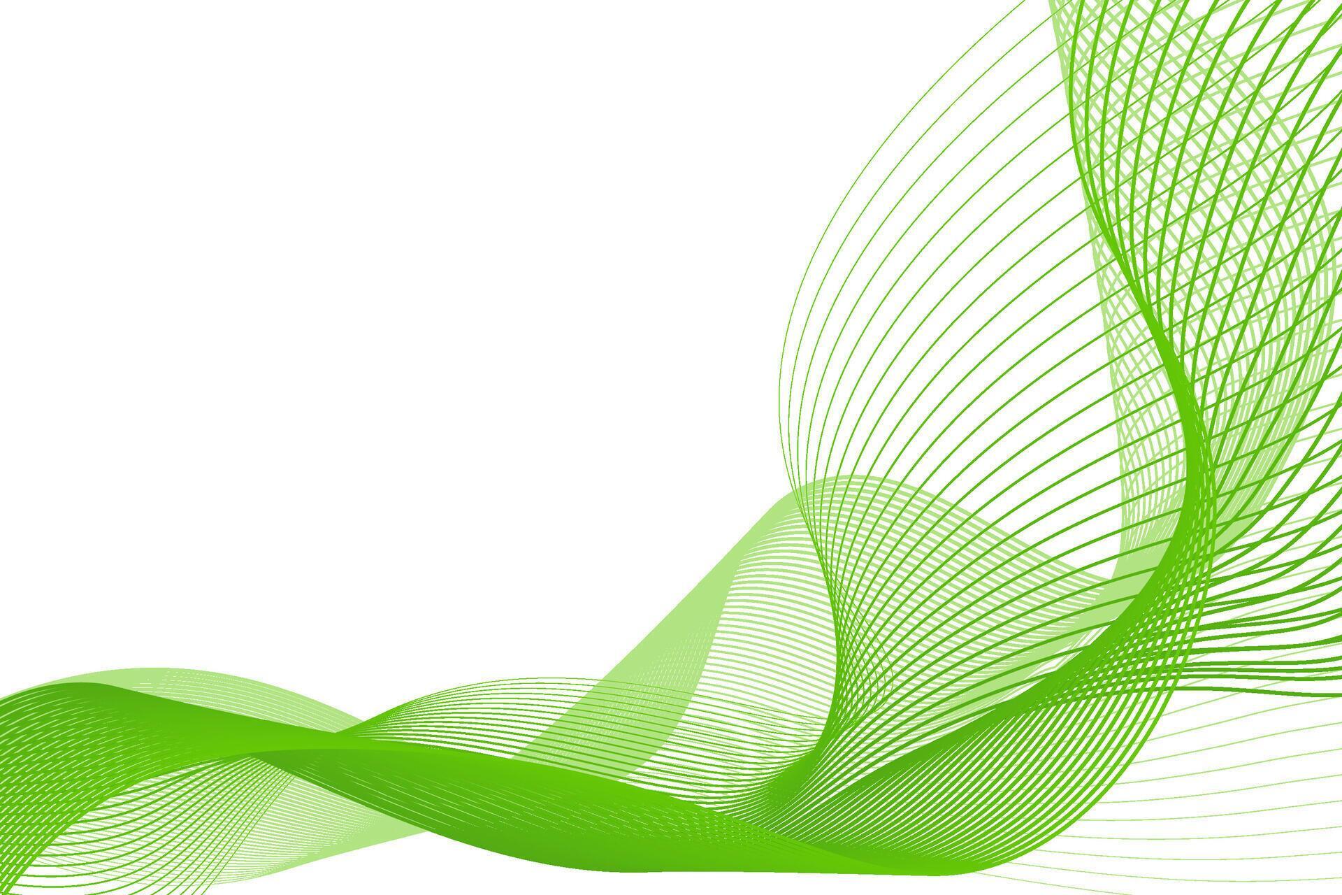 Abstract green wavy stripes isolated on a transparent background. Creative line art background ...