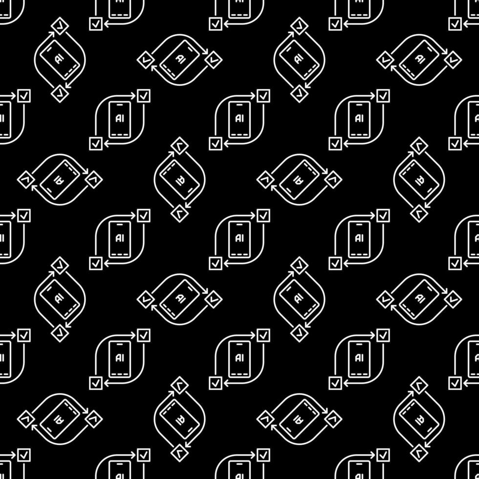 AI Technology in Smartphone vector Artificial Intelligence thin line dark seamless pattern ...