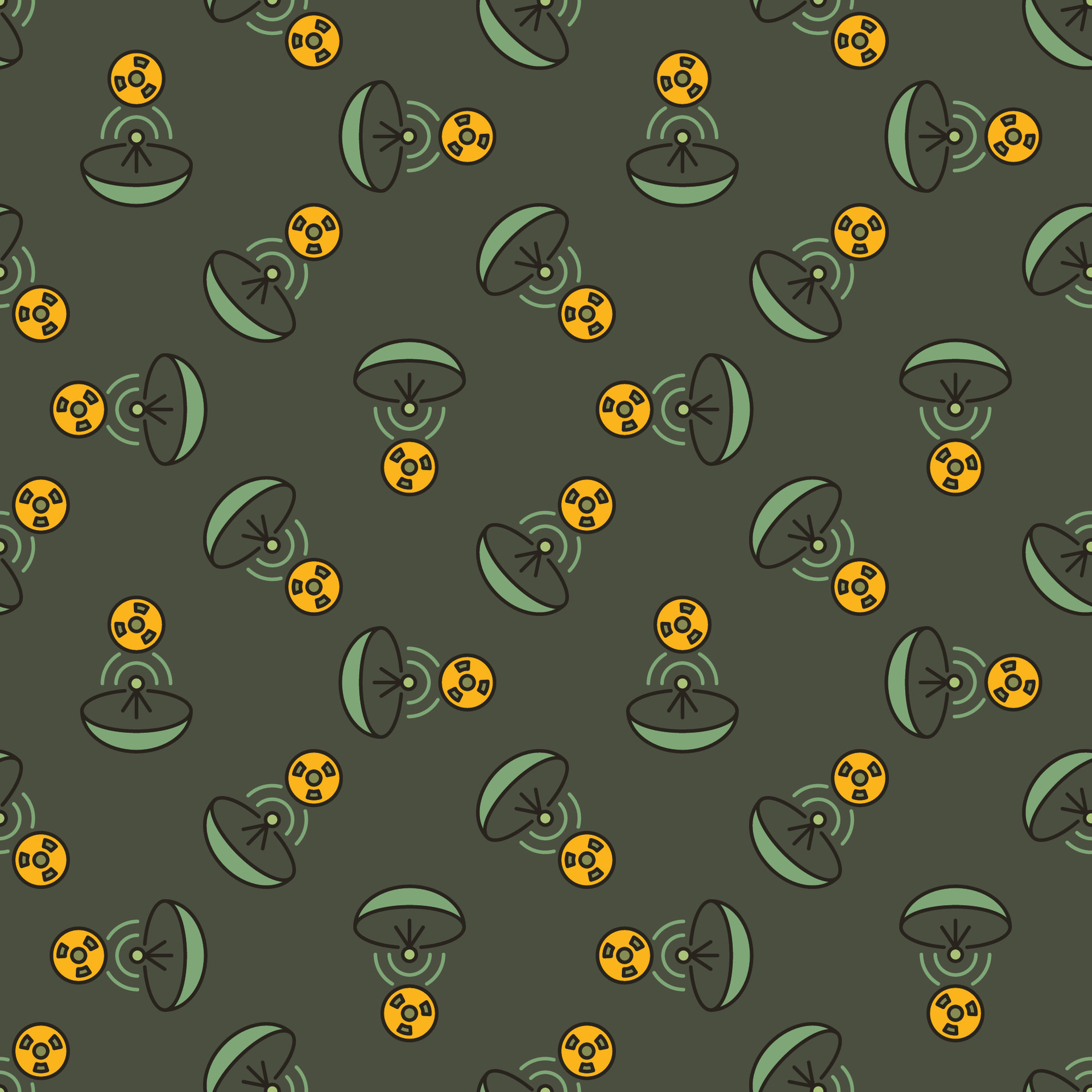 Parabolic Antenna And Radiation Vector Satellite Dish Colored Seamless Pattern 40331740 Vector