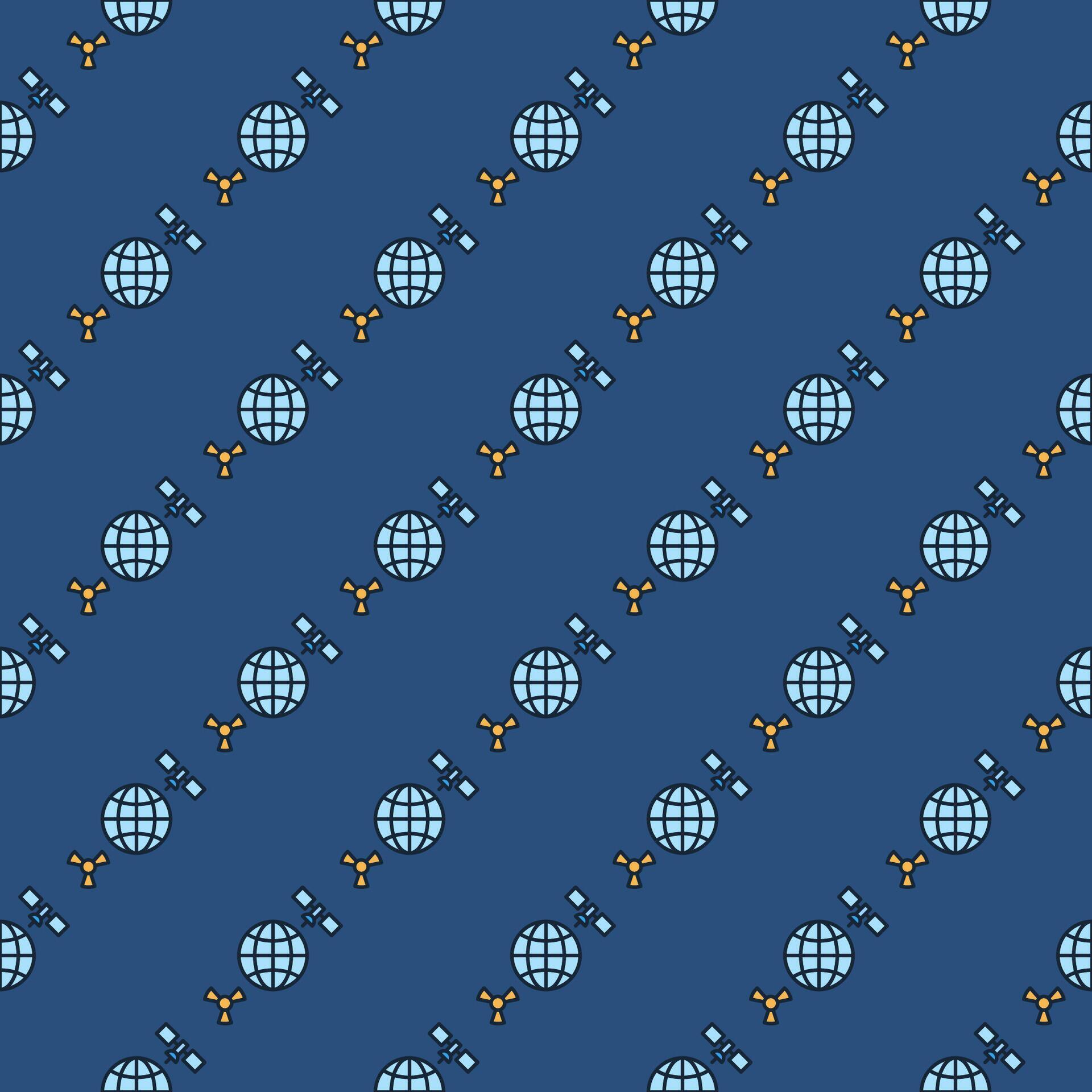 Space Based Nukes With Earth And Satellite Vector Colored Seamless Pattern 40331771 Vector Art