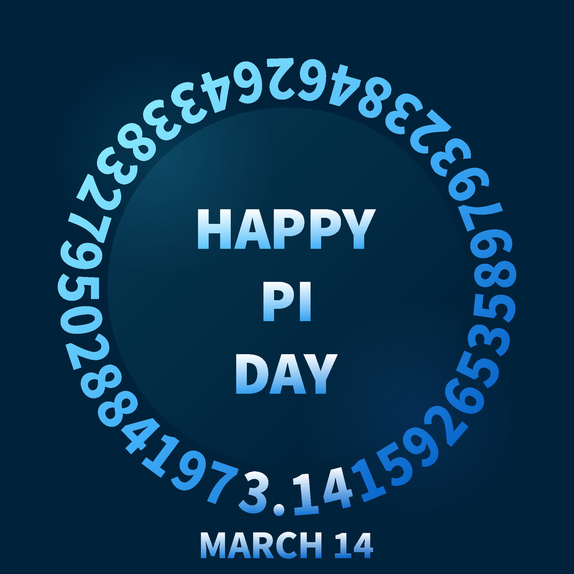 March 14 Happy PI Day round background - Pi Numbers circle shaped vector modern illustration ...