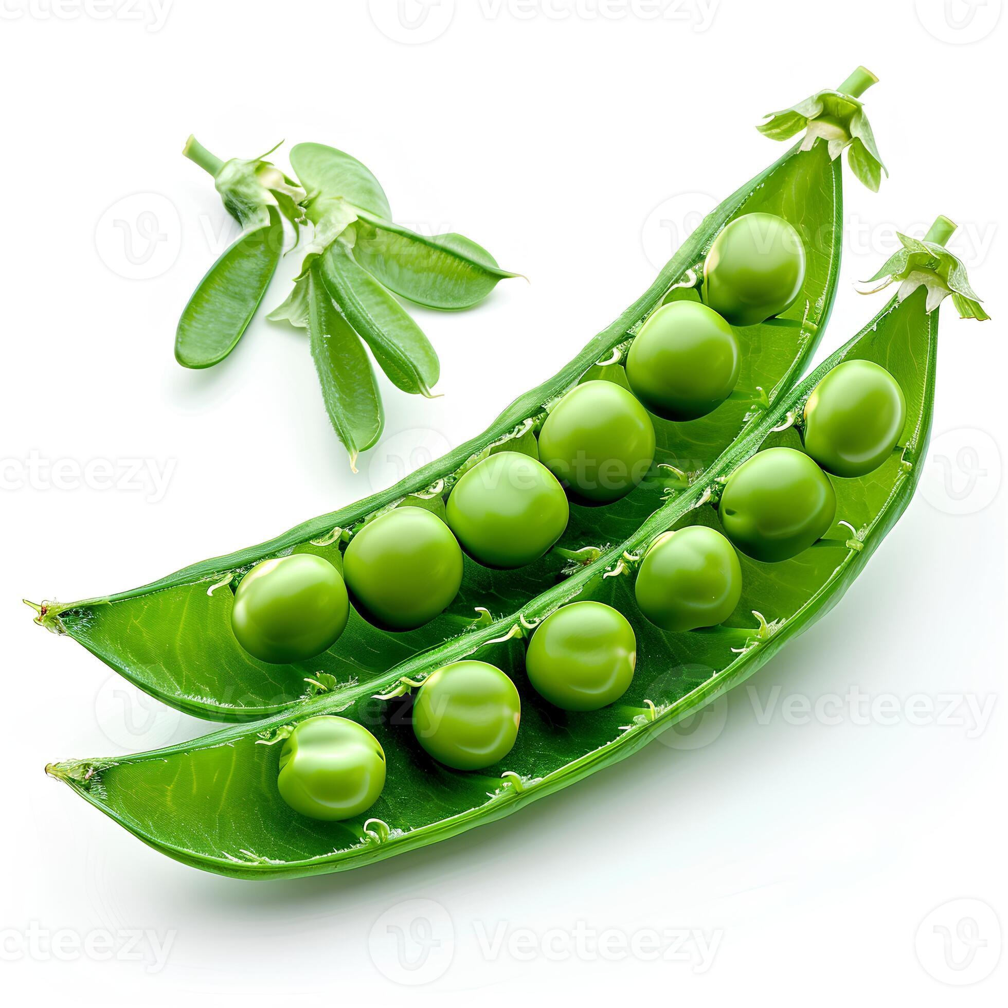AI generated green peas in pod isolated on white background with shadow ...