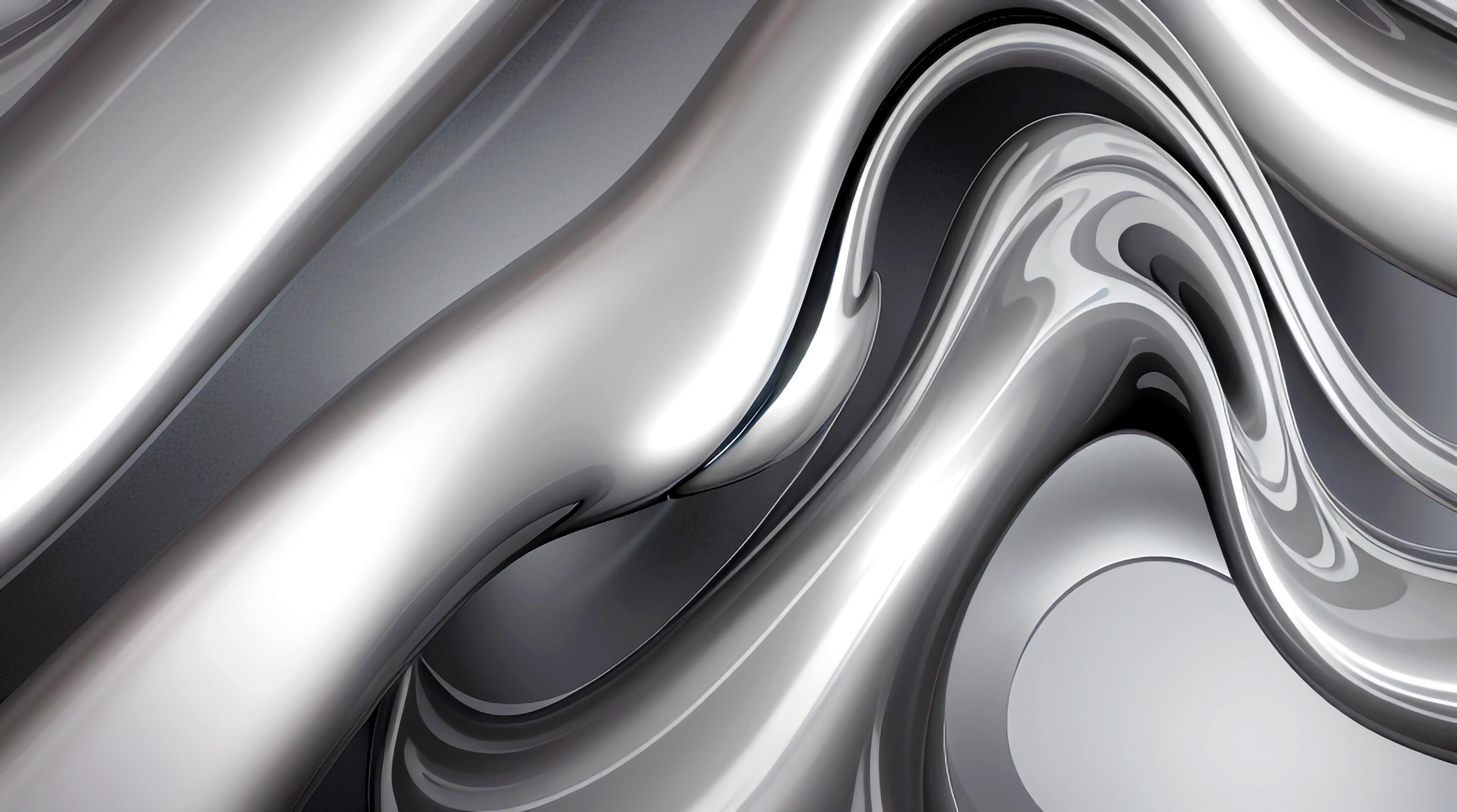 AI generated Chrome glossy abstract metallic steel liquid shiny fluid ...