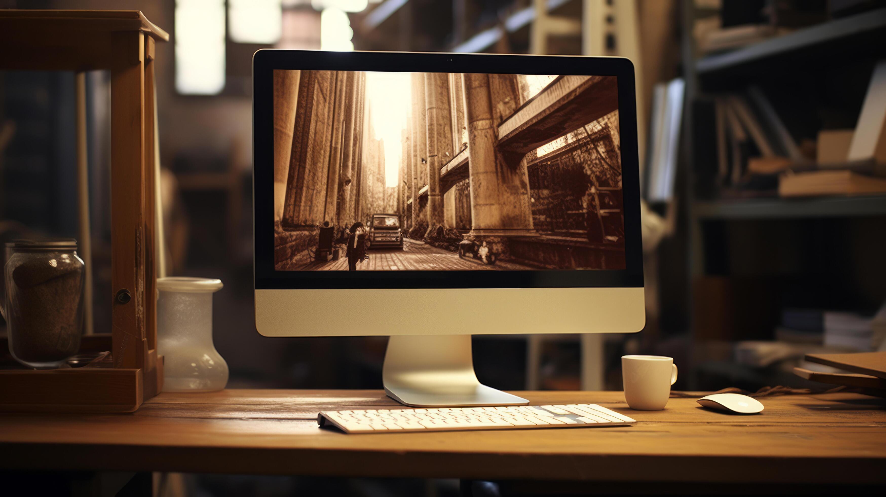 AI generated an desktop computer with blank screen 40335901 Stock Photo ...