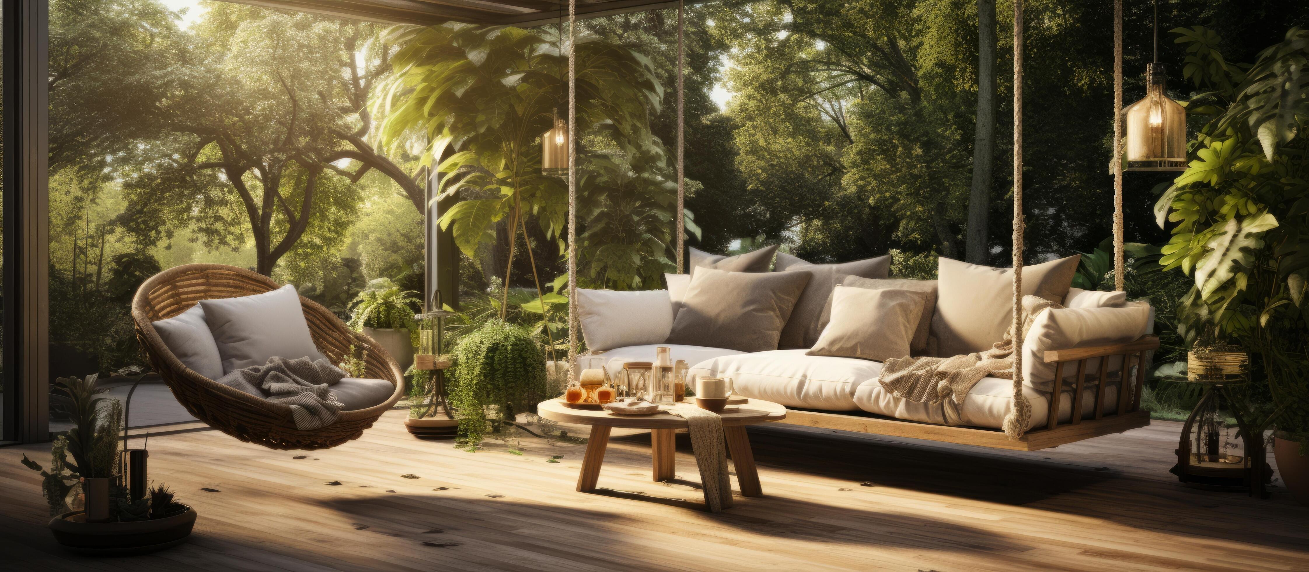 AI generated modern backyard design concepts with furniture 40338850 ...