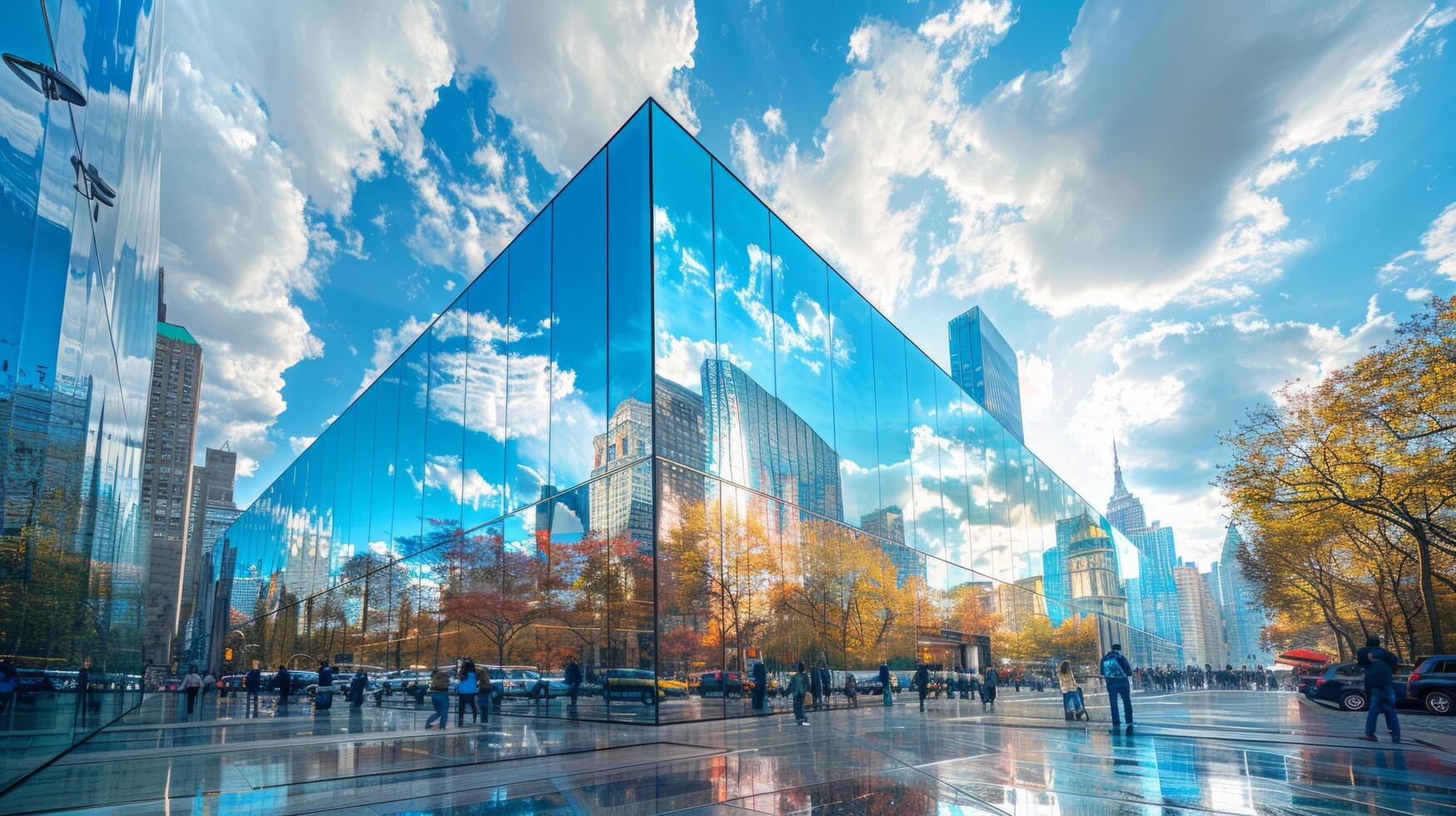AI generated Modern Glass Building With Trees 40342666 Stock Photo at ...