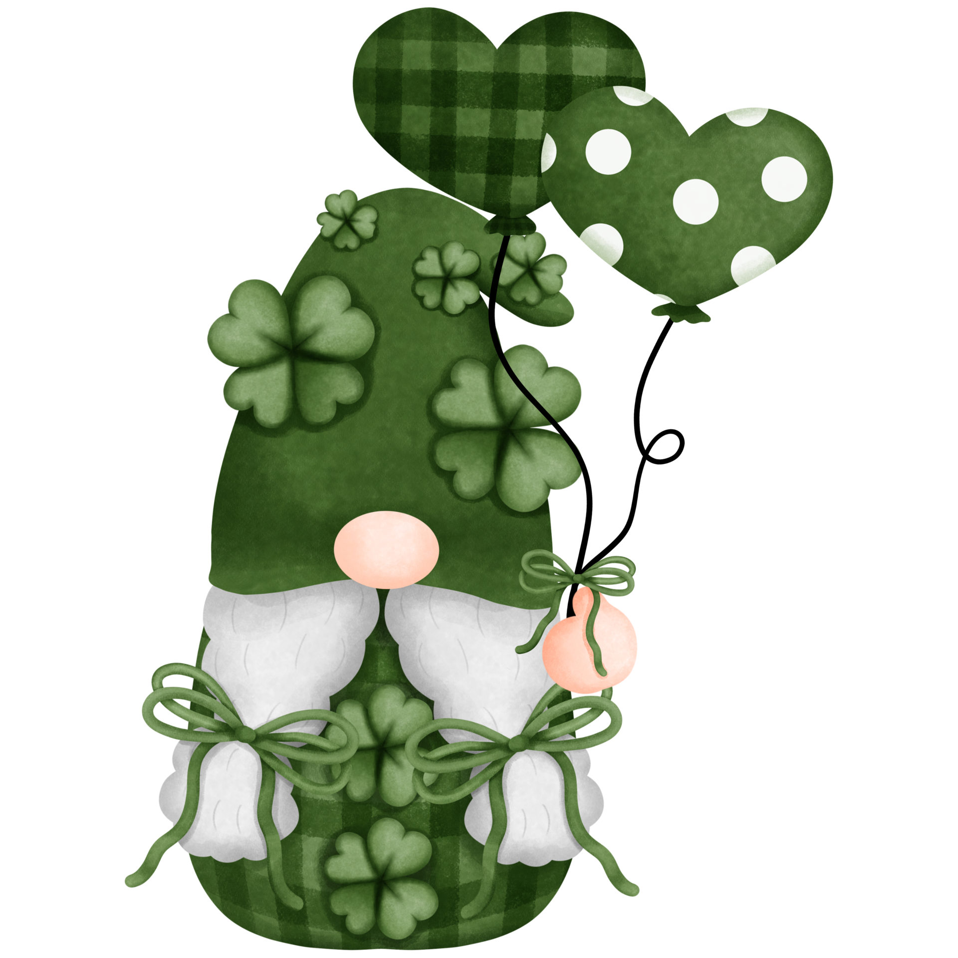 Cute adorable watercolor gnome st patricks day with balloons clipart ...