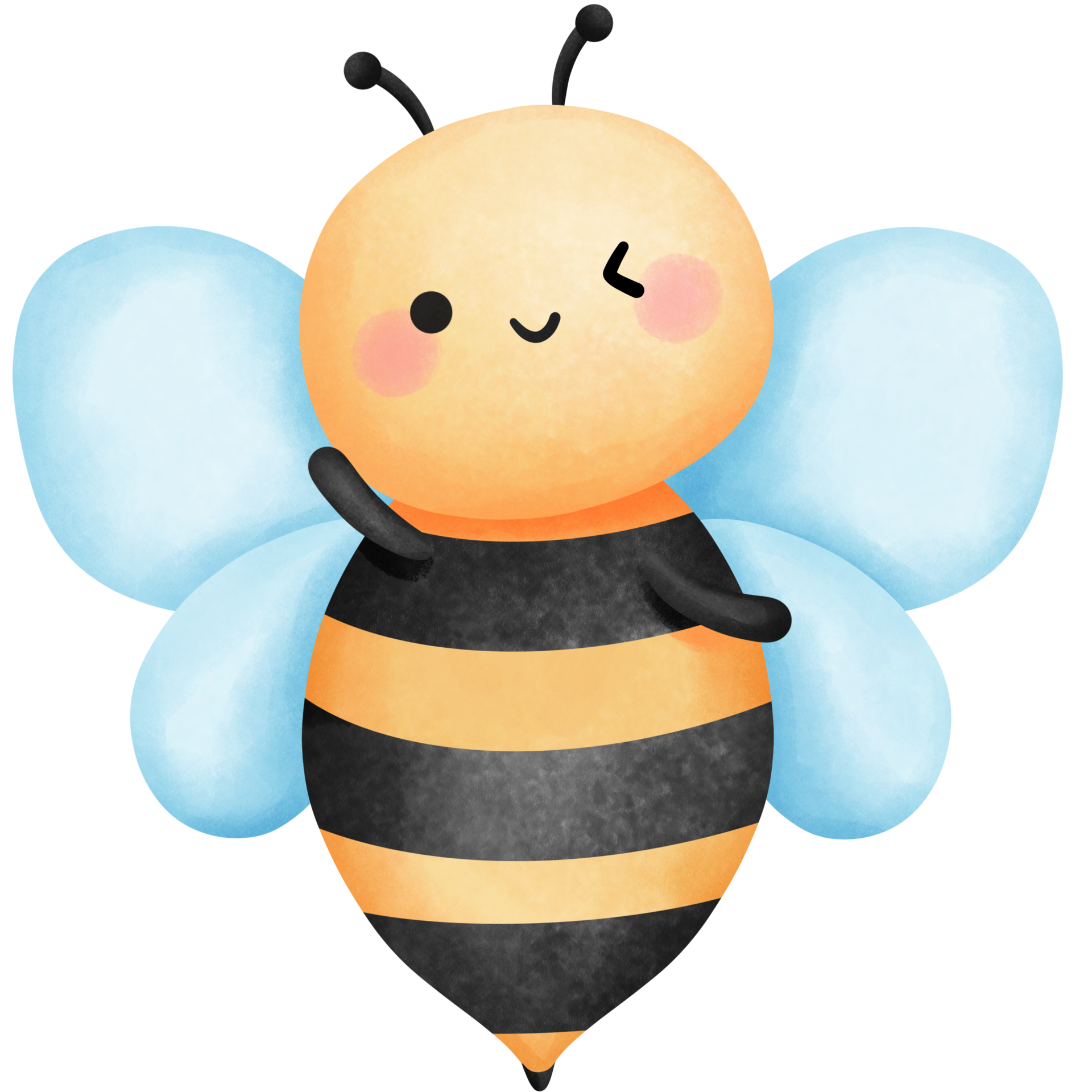 Cute bee watercolor clipart, Hand drawn baby animal illustration for ...