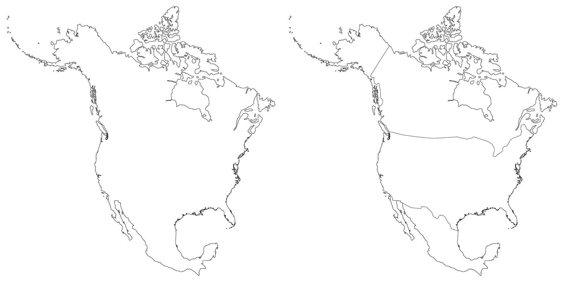 North America country Map. Map of North America in set white color ... North America country Map. Map of North America in set white color ...