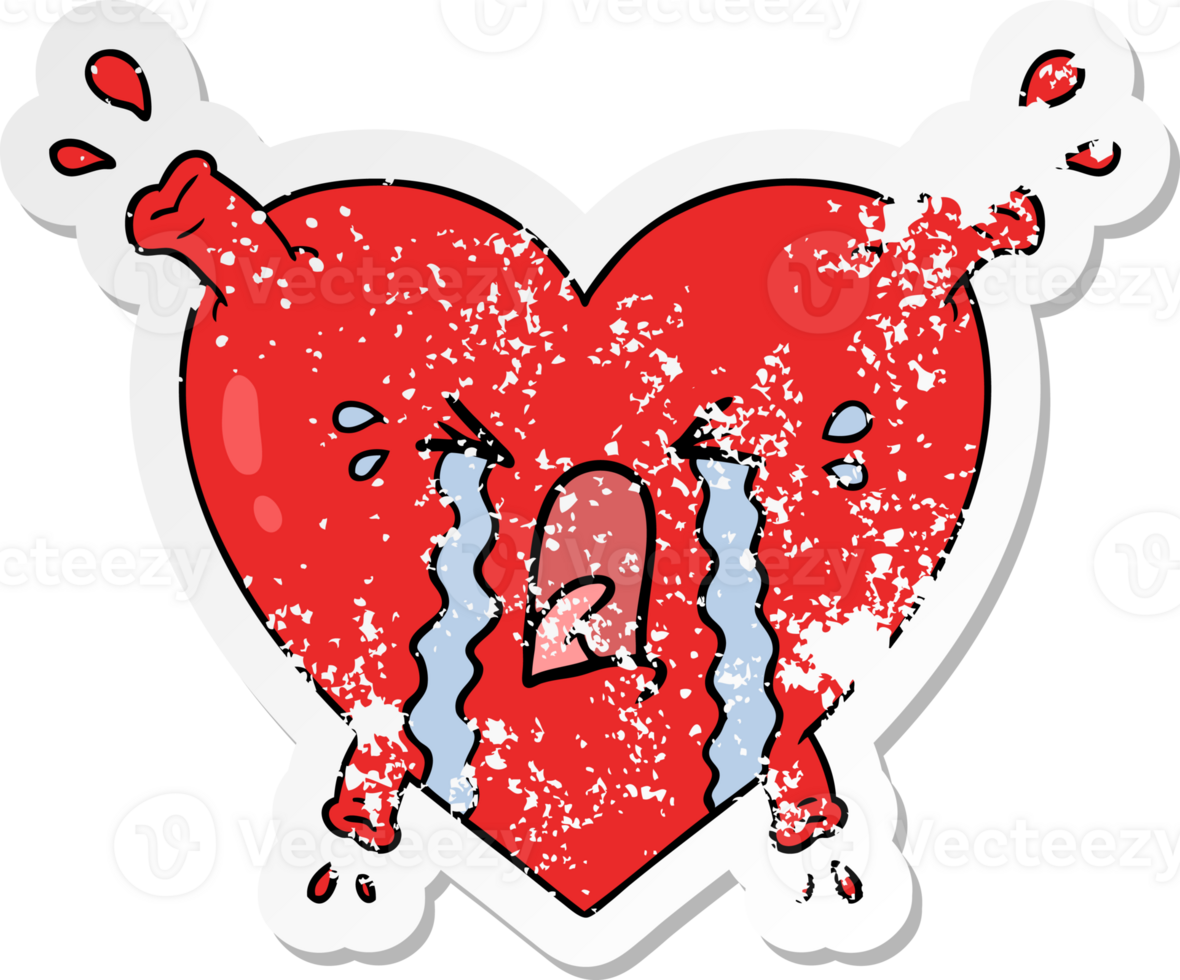 pegatina angustiada de un corazón de dibujos animados 40355119 PNG pegatina angustiada de un corazón de dibujos animados 40355119 PNG