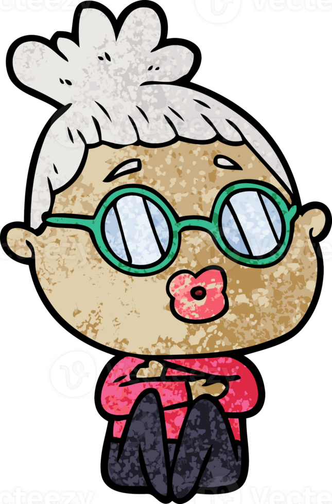 Cartoon Sitting Woman Wearing Spectacles 40356277 Png