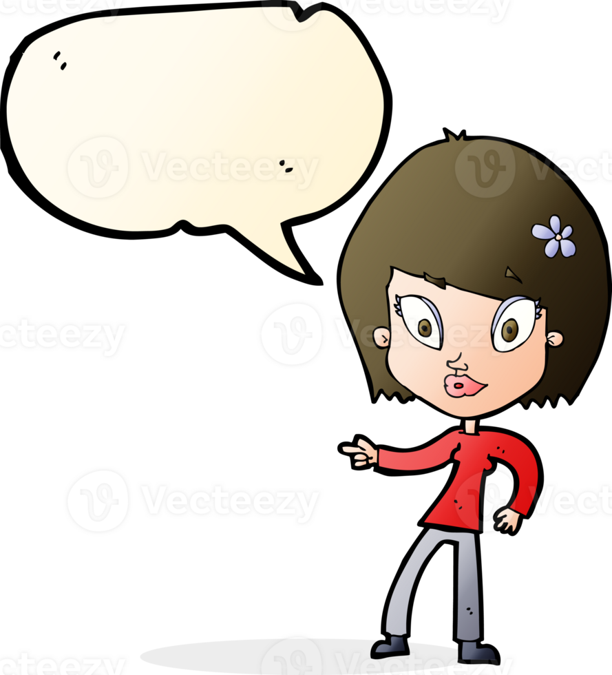 Cartoon Pretty Woman Pointing With Speech Bubble 40356309 Png
