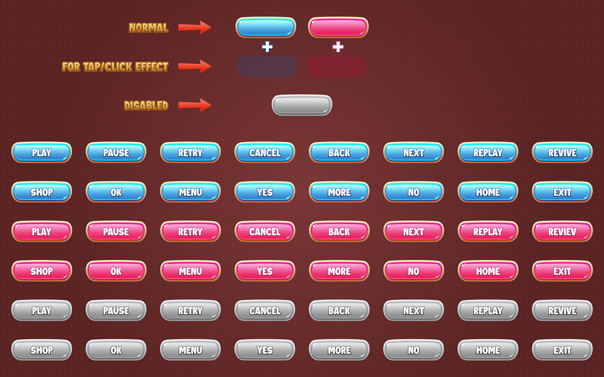 Set of buttons template for building 2d games on mobile and web ...
