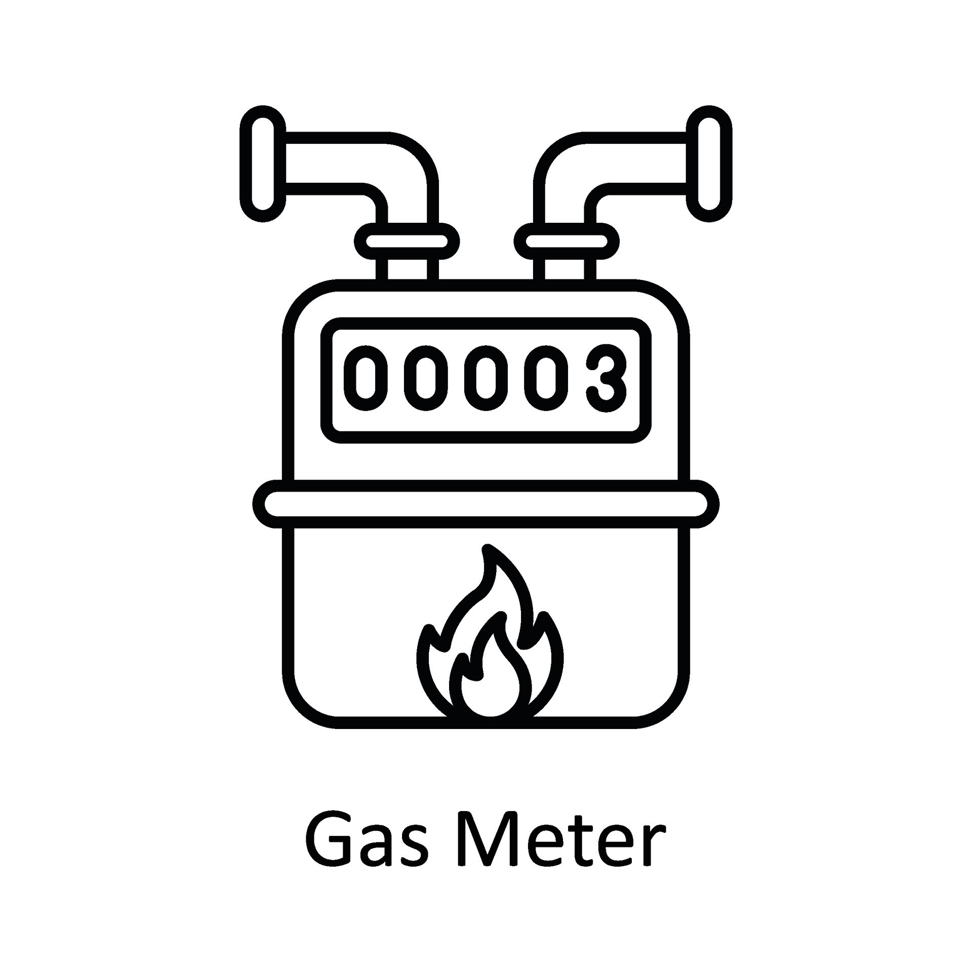 Gas Meter vector outline icon design illustration. Manufacturing units symbol on White ...