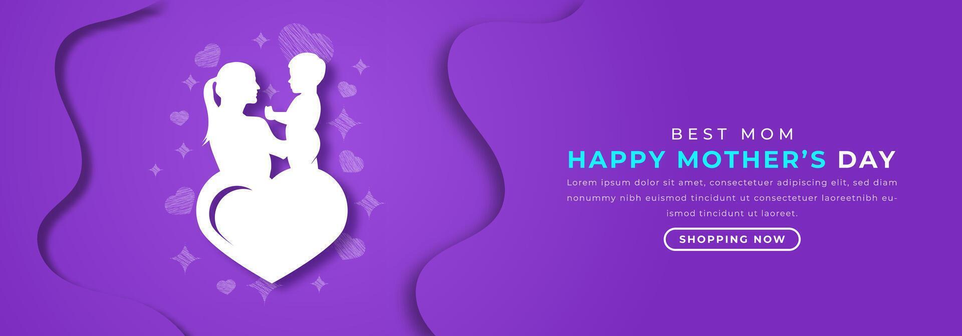 Happy Mothers Day Paper Cut Style Vector Design Illustration For