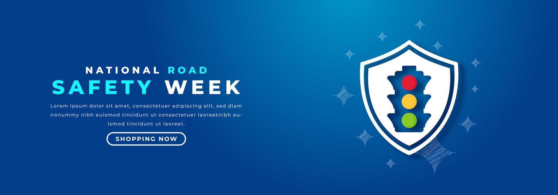 National Road Safety Week Paper Cut Style Vector Design Illustration