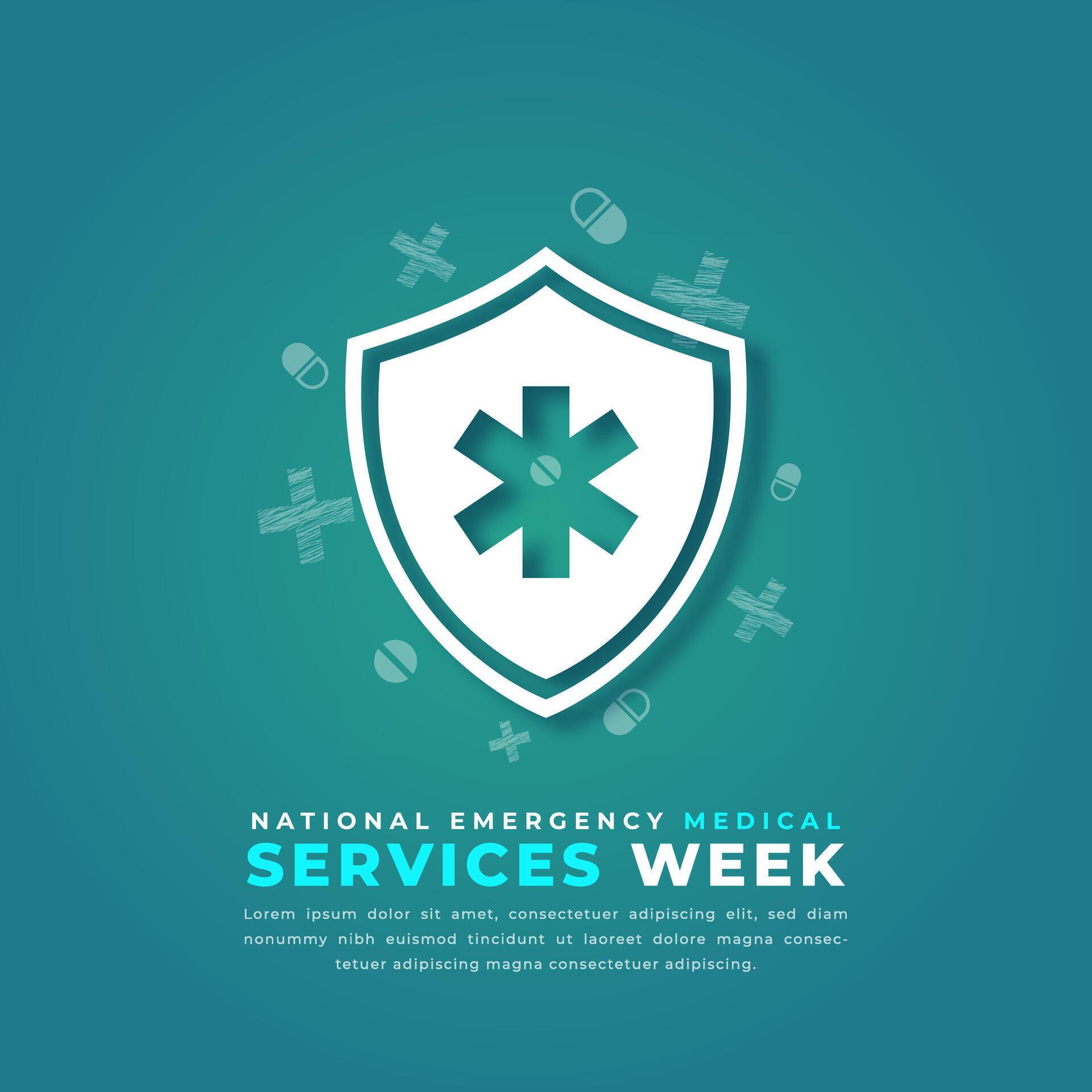 National Emergency Medical Services Week Paper Cut Style Vector Design