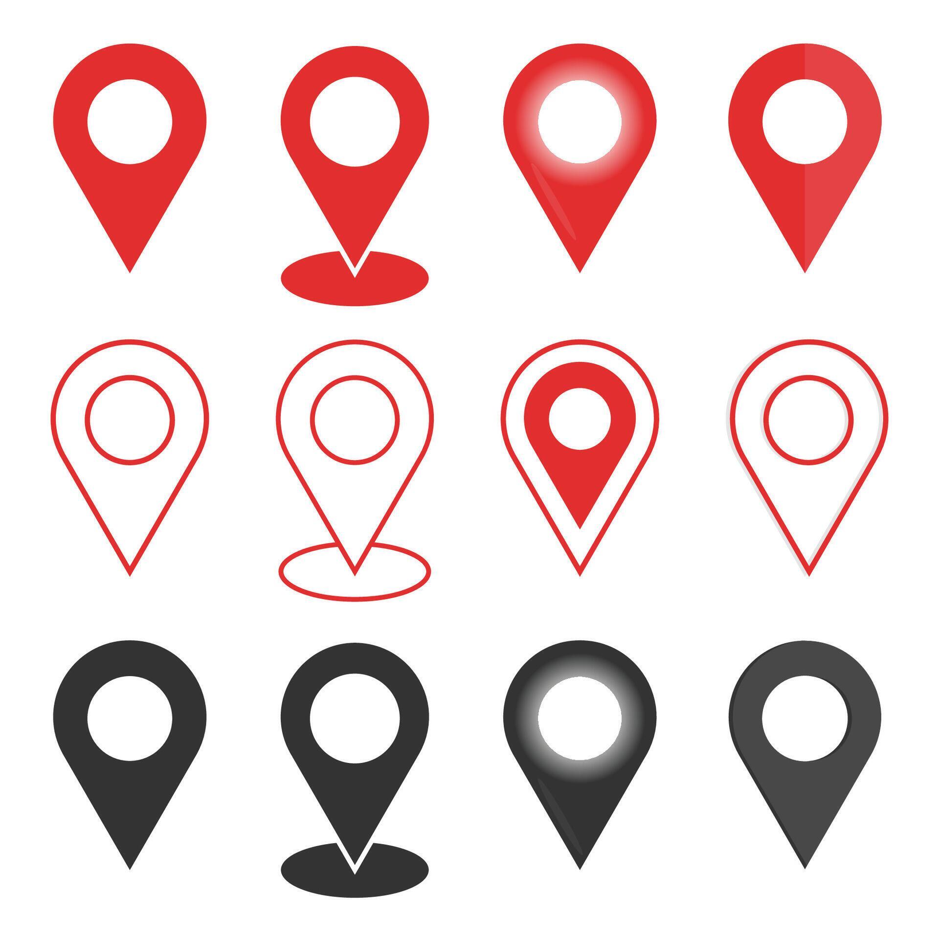 Location pin multiple styles set. Vector you are here gps navigation map pointer. 3d vector map ...