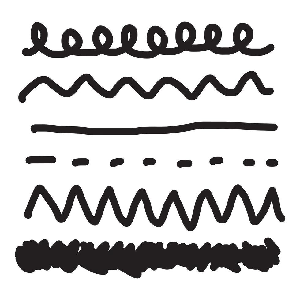 Set of hand drawn line borders and scribble design elements.Vector ...