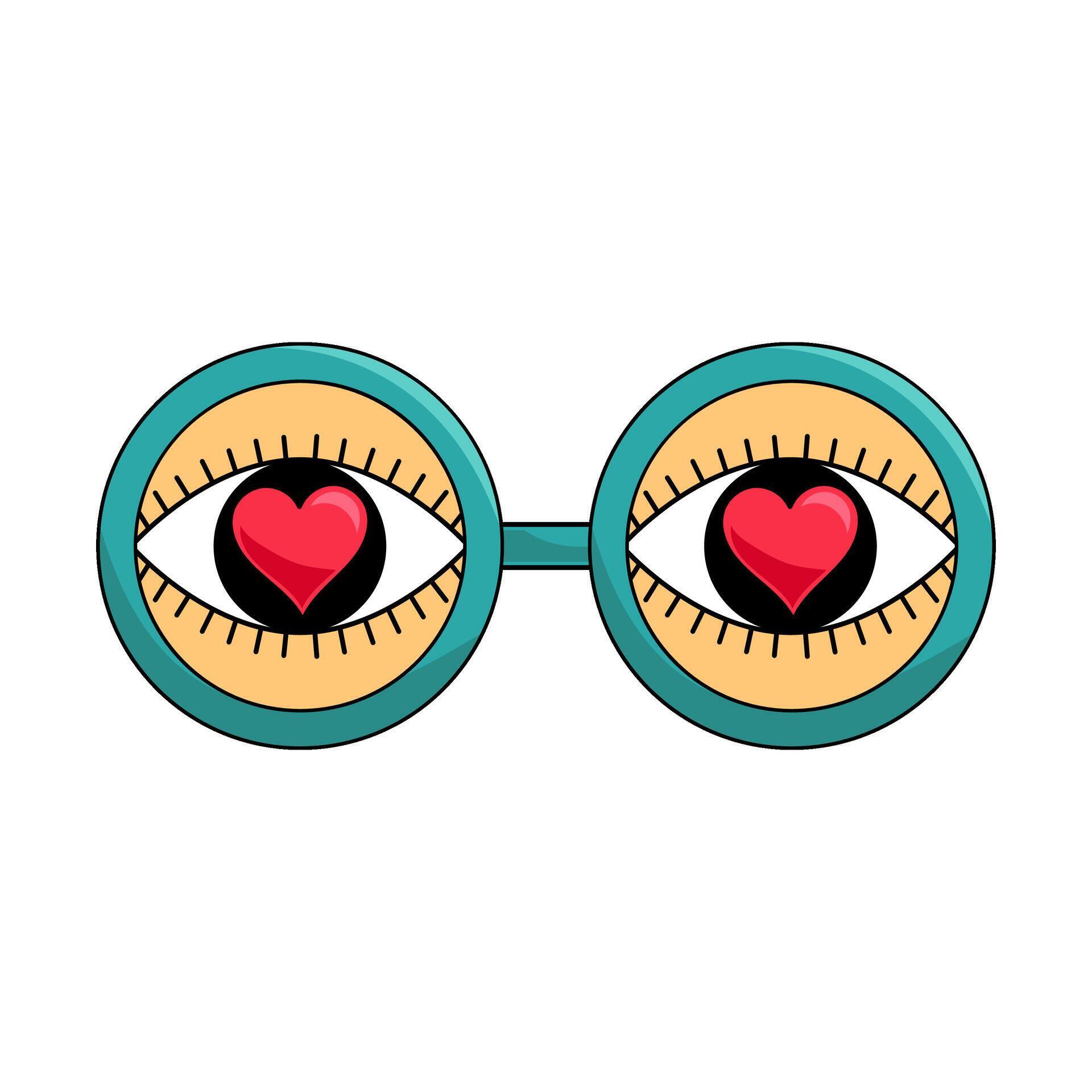 Glasses Eyes Vector Illustration Of Glasses With Eyes In A Trendy Retro Style On A White