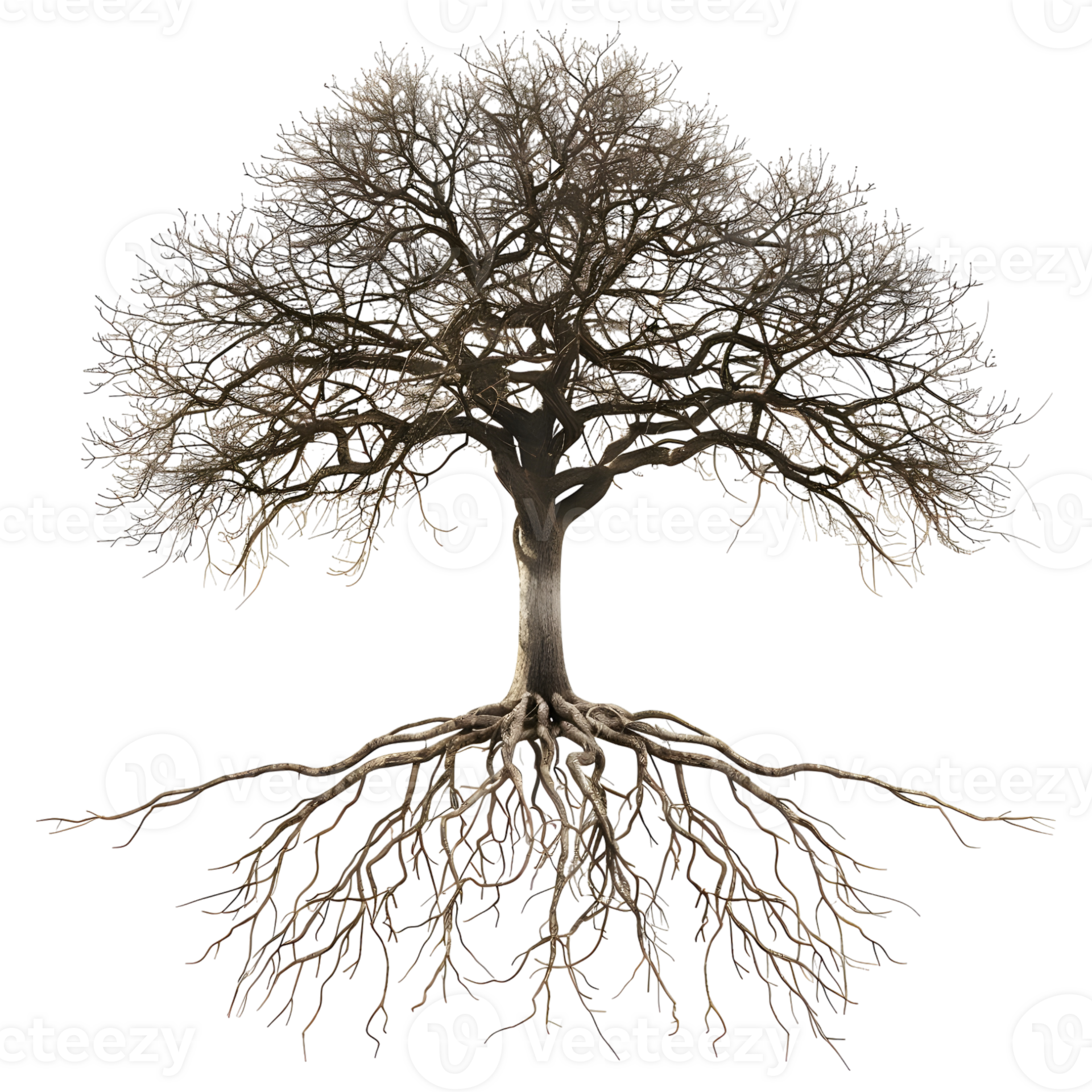 AI generated 3D Rendering of a Green Tree with Roots on Transparent ...
