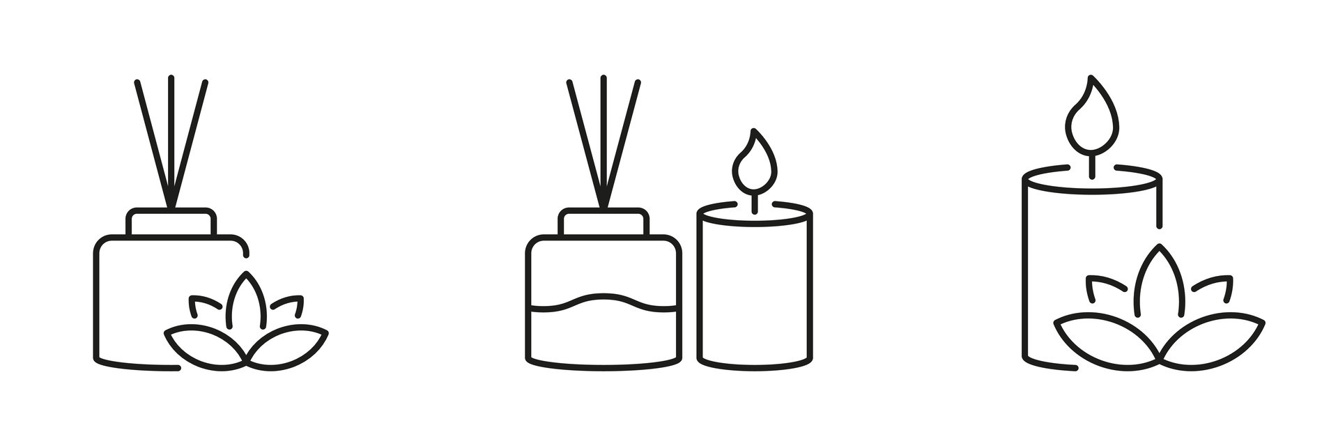 Aromatherapy Line Icon Set Aroma Candle For Spa Linear Pictogram Perfume Stick Outline Sign