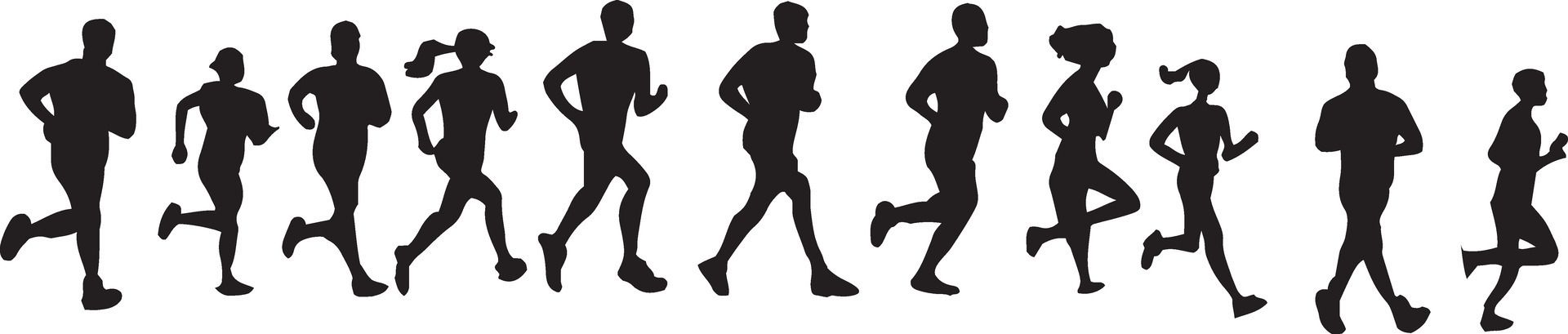 AI generated a collection of silhouettes of athletes running, running ...