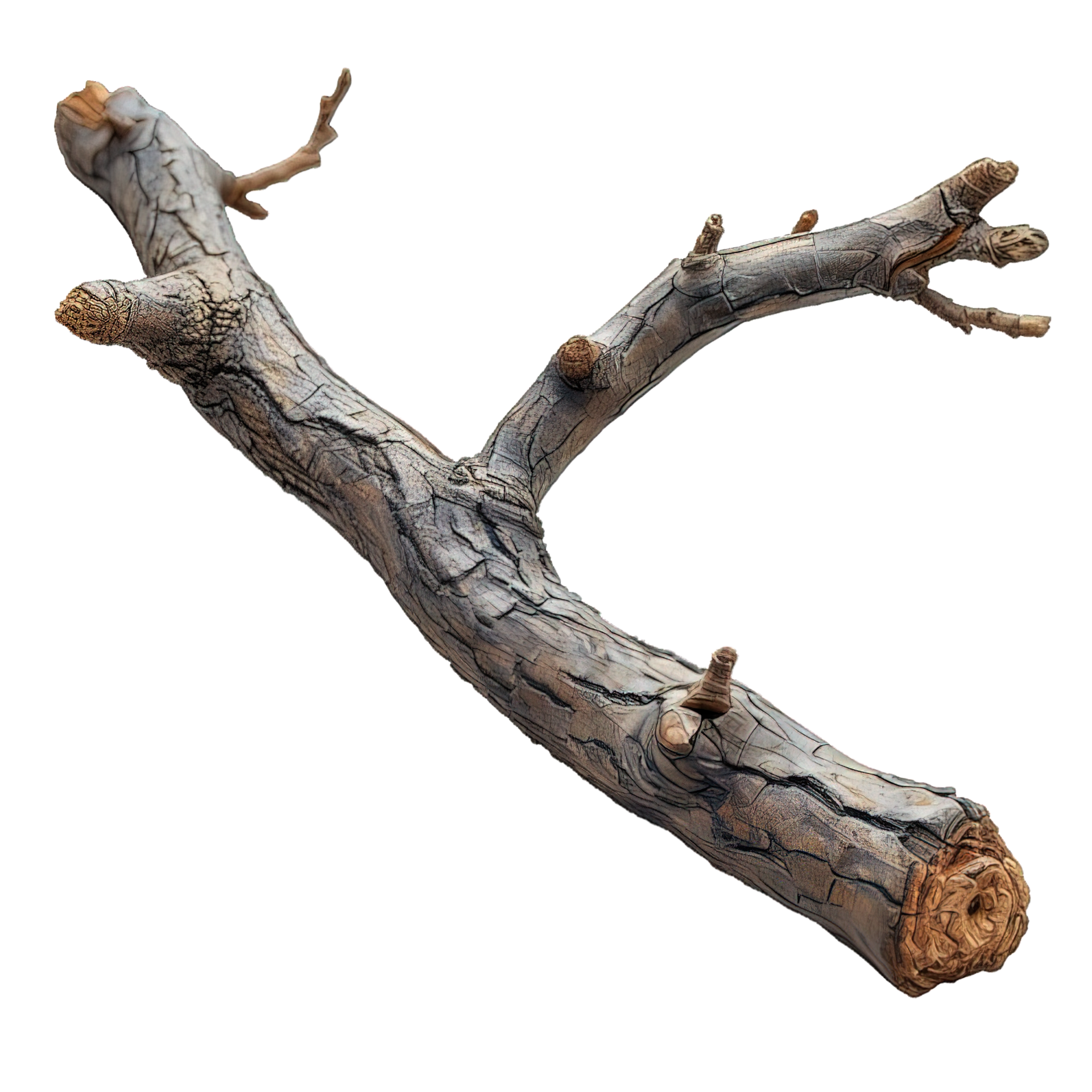AI generated wooden branch isolated on transparent background ,dry wooden stalk ,generative ai ...