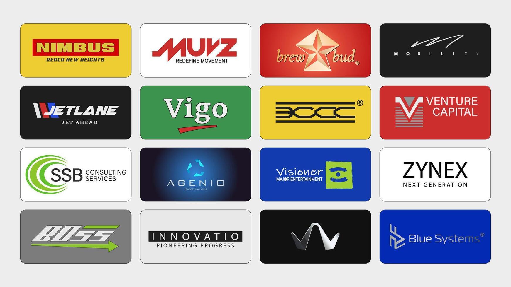 Sponsor board of fake companies. fake logo collection vector. logotype set. sponsor decal of ...