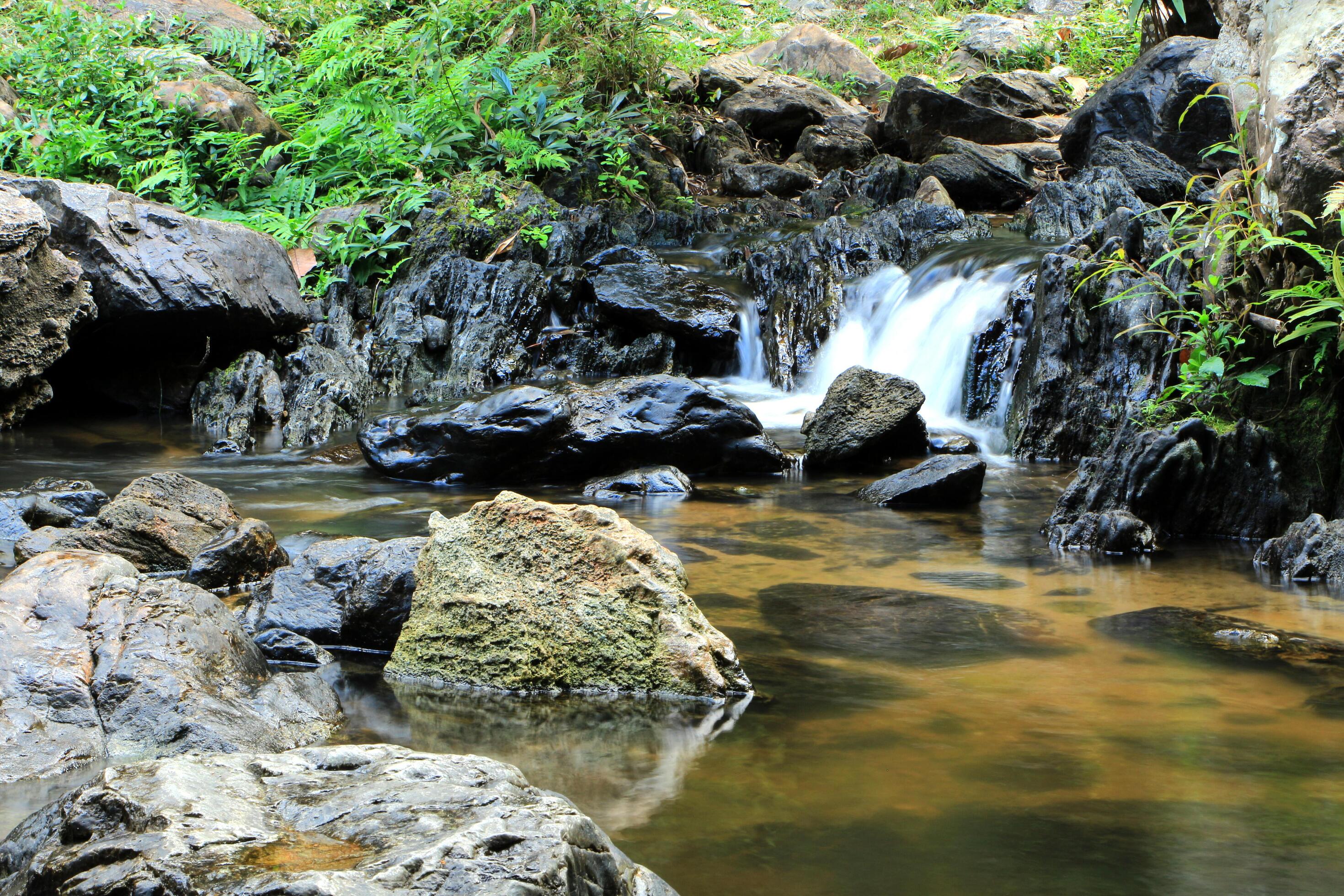 Khlong Lan waterfall in Khlong Lan National Park in Kamphaeng Phet Province, the West of ...