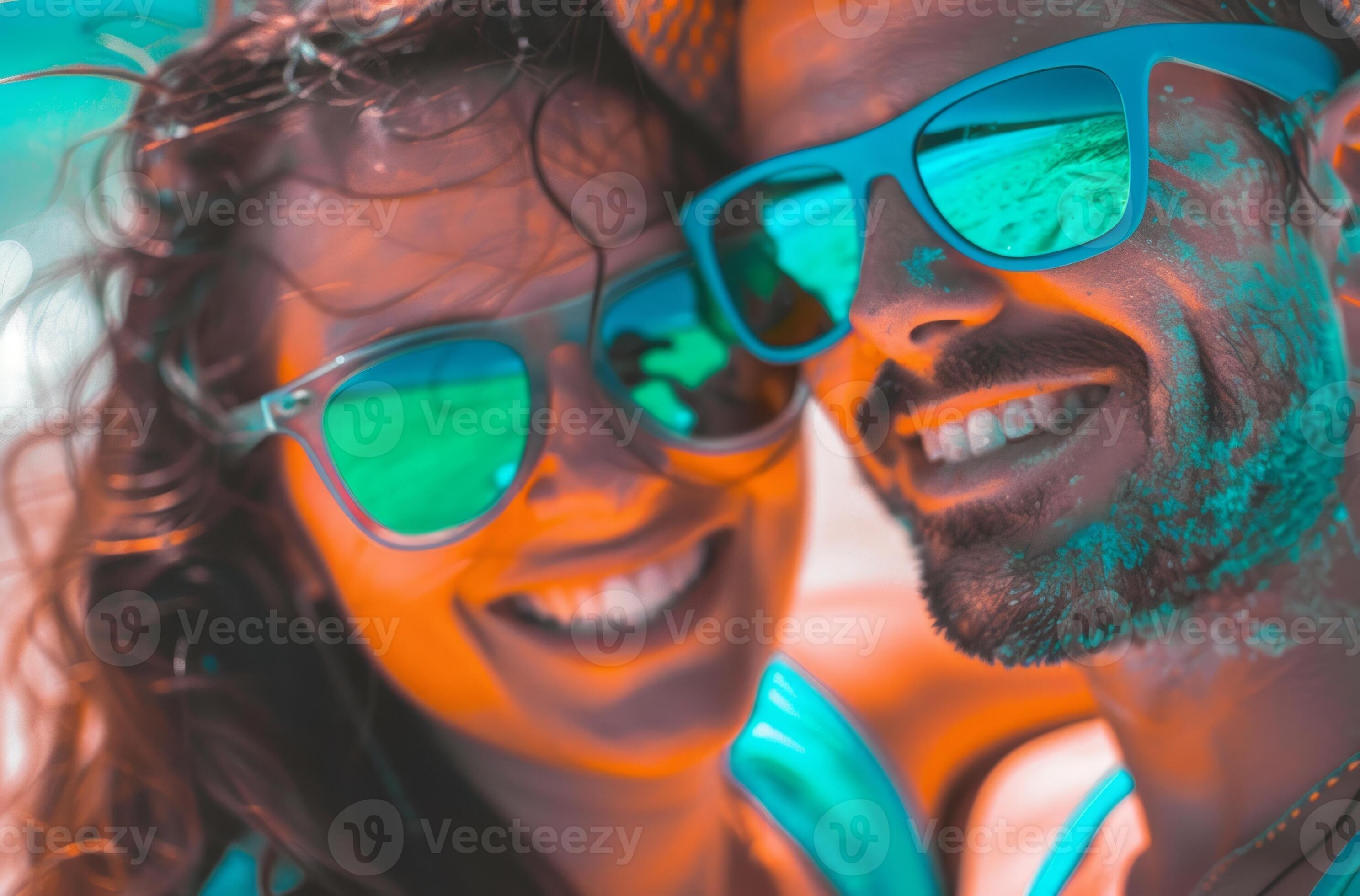 Ai Generated Two People Smiling Wearing Sunglasses Dali Tourism