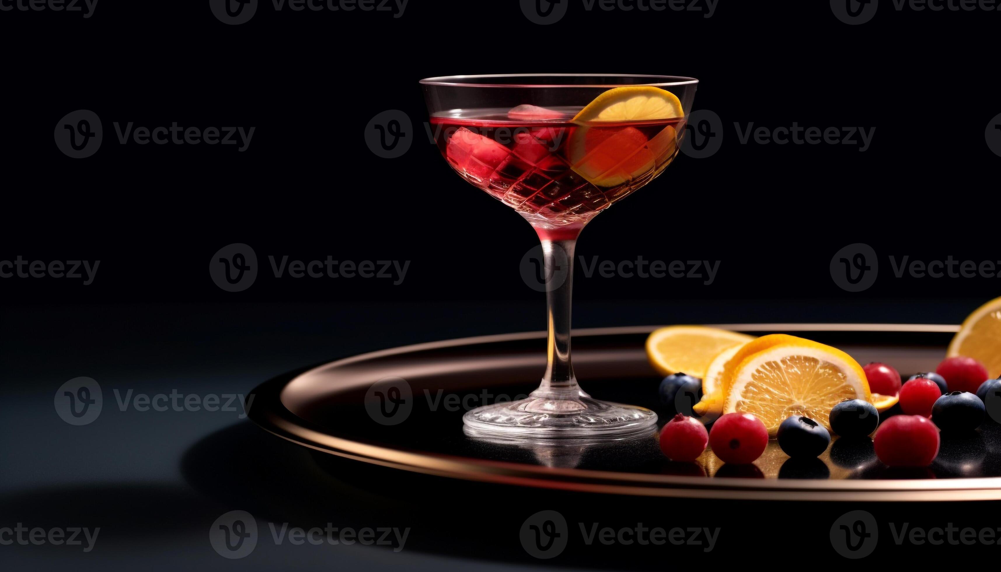 AI generated Refreshing cocktail with citrus fruits and ice, perfect for summer generated by AI ...