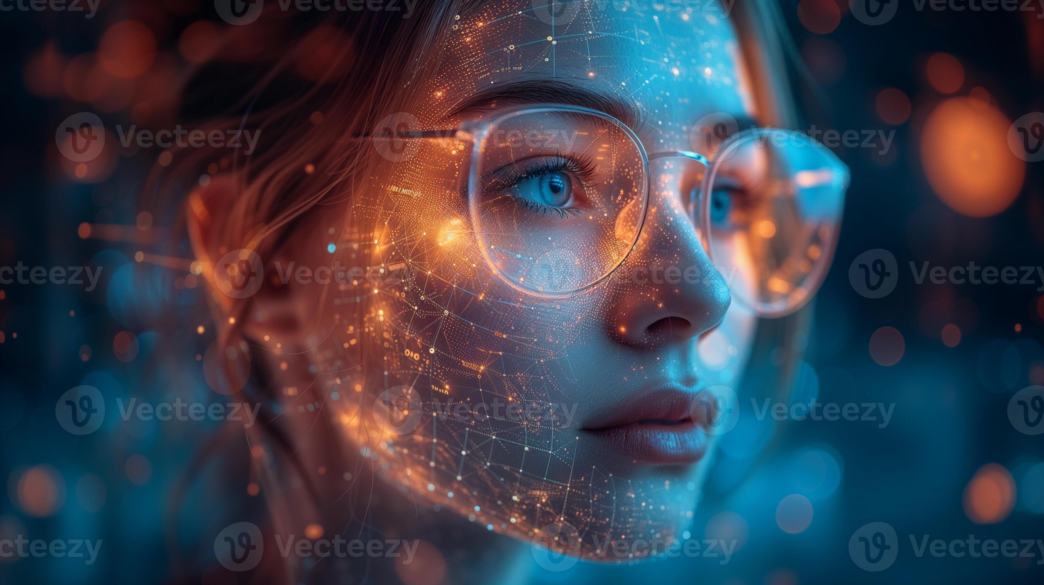 AI generated Future Interaction Woman with Neural Interface Device Explores Singularity 40547630 ...