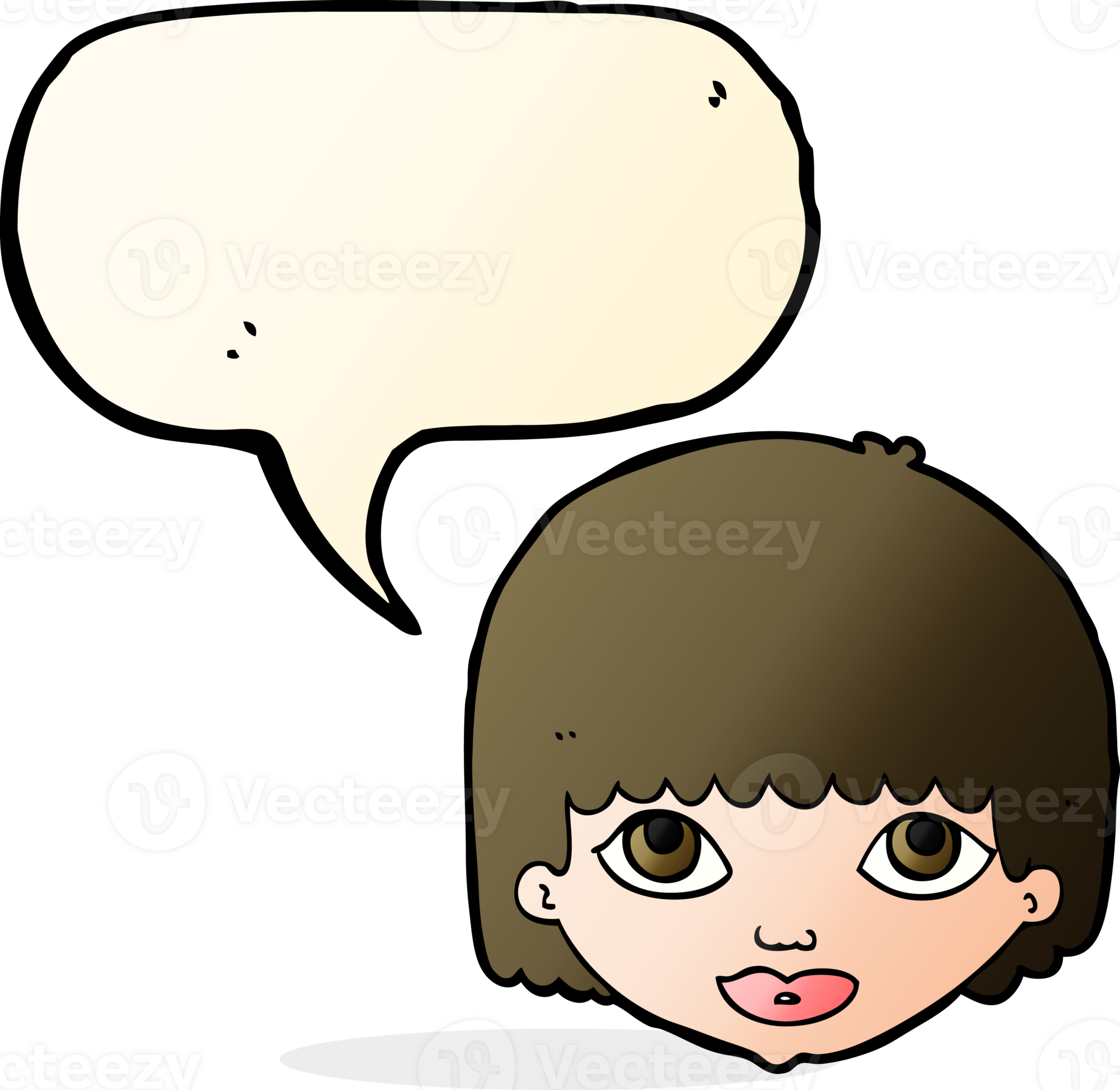 Cartoon Female Face With Speech Bubble 40549171 Png