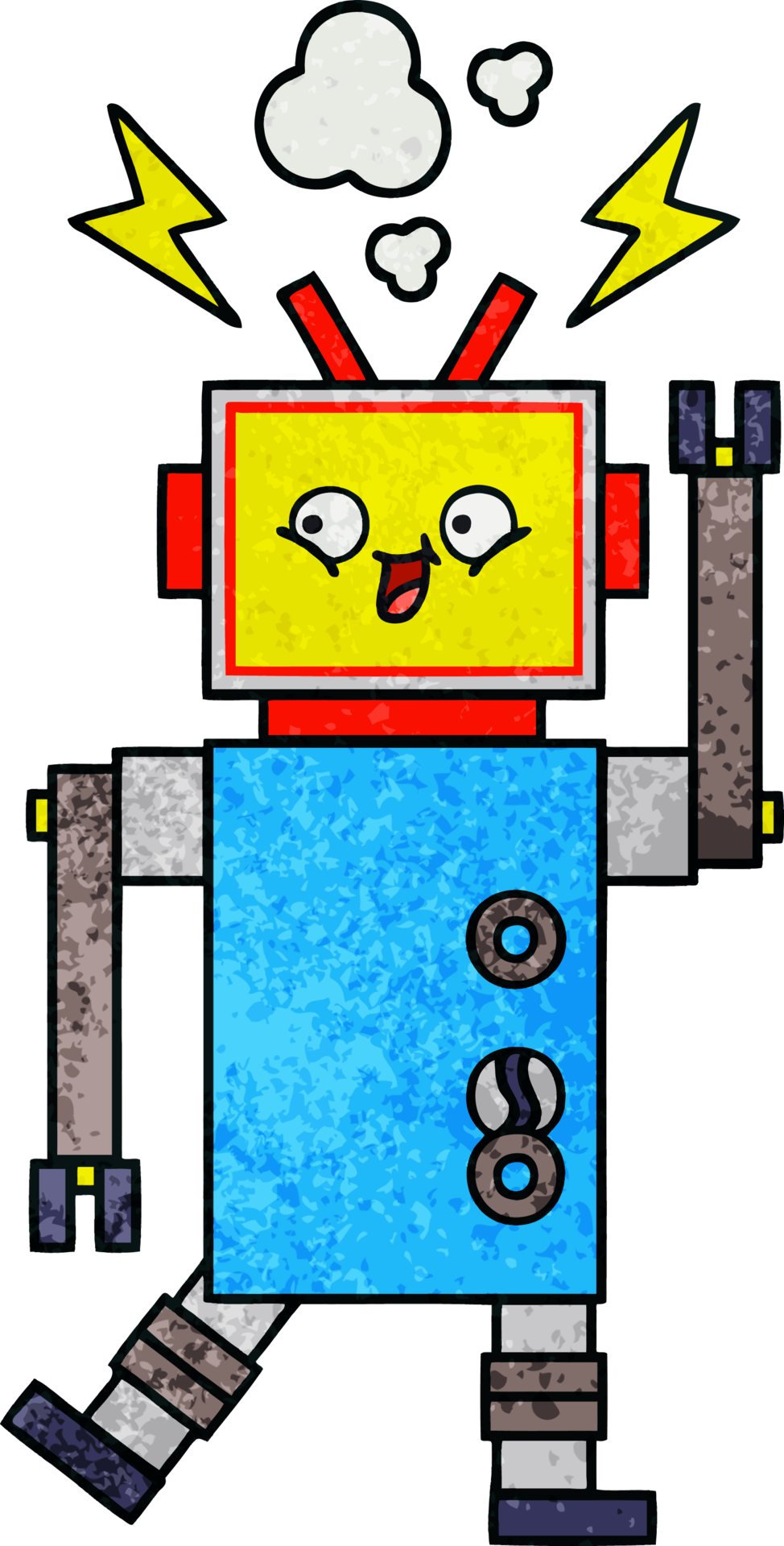 retro grunge texture cartoon of a robot 40550394 PNG