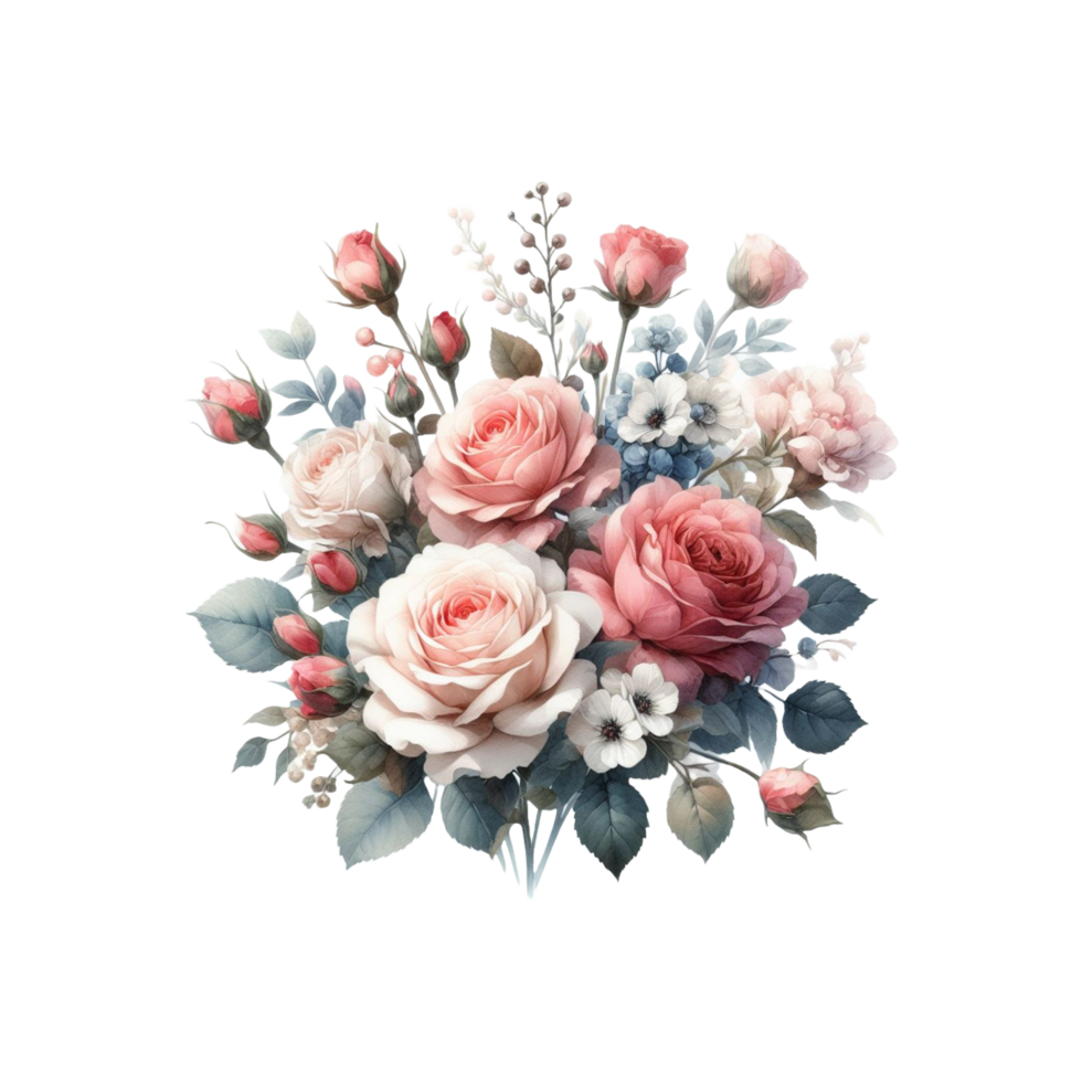 Pink Rose Flower Bouquet Arrangement Watercolor 40550711 Png