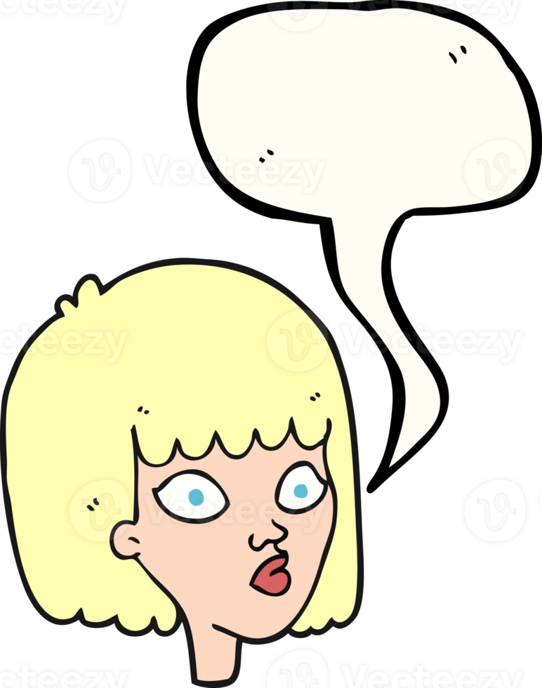 Hand Drawn Speech Bubble Cartoon Female Face 40552076 Png