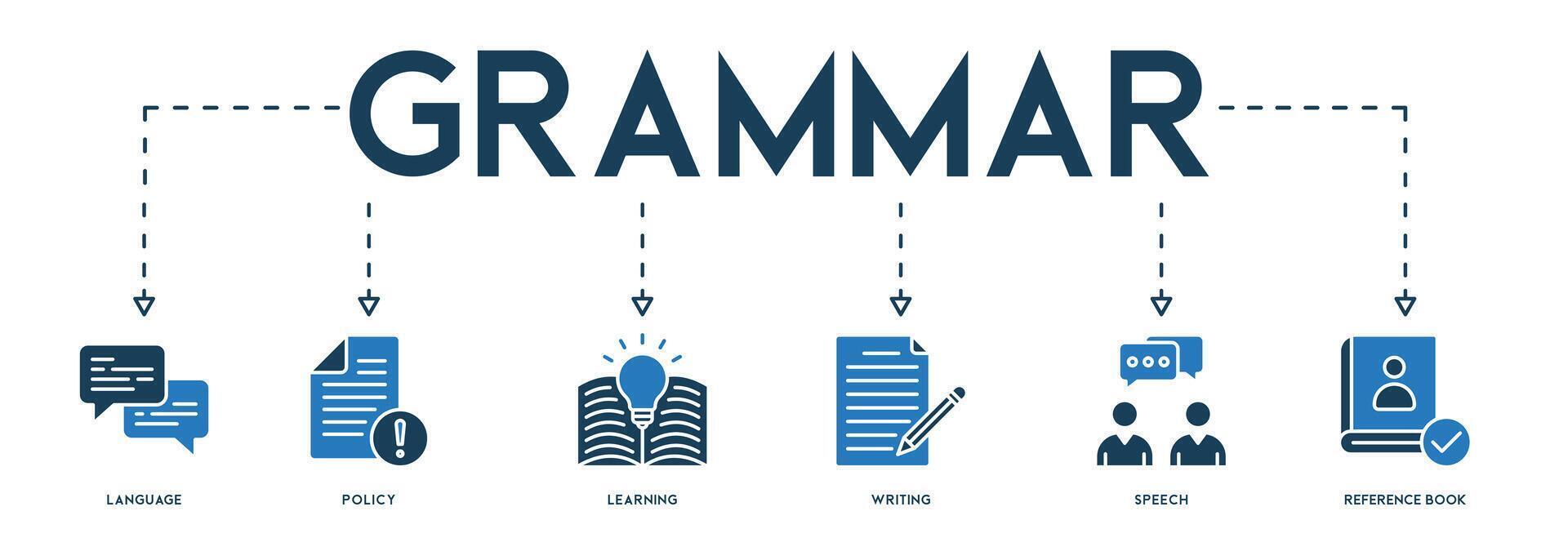 Grammar icon vector illustration banner web concept for education with ...