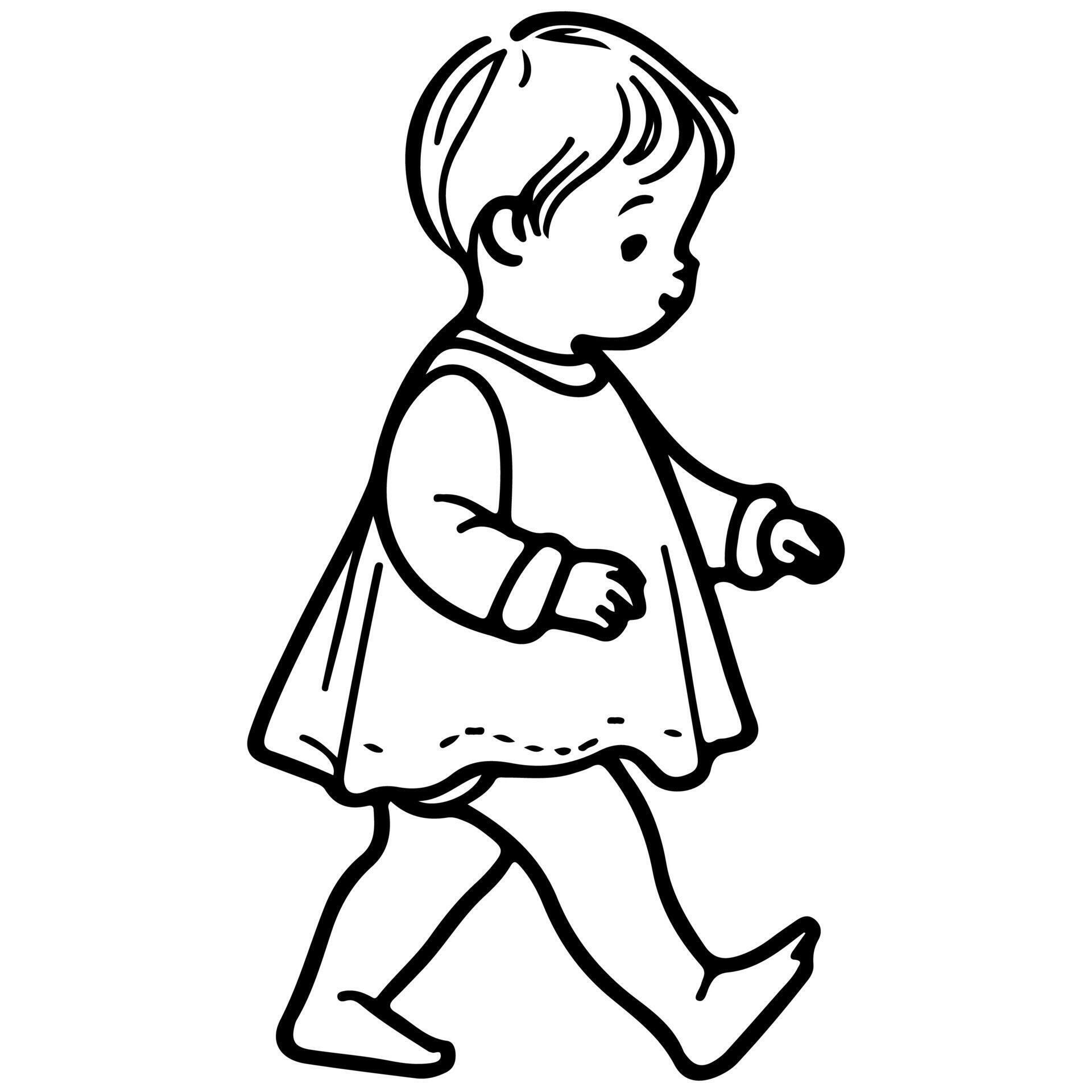 Continuous one black line art hand drawing child walking doodles ...
