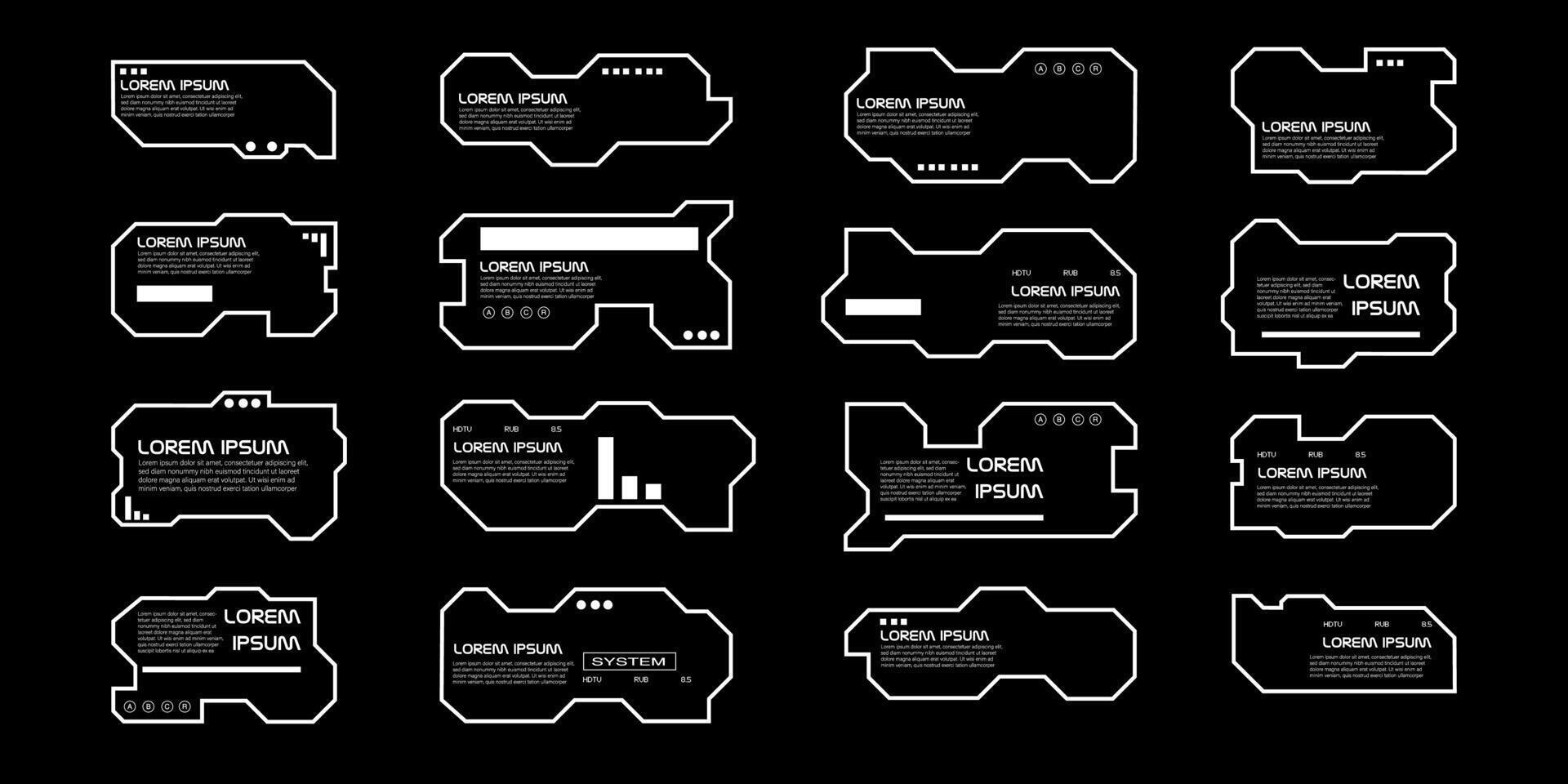Futuristic interface ui elements. Holographic hud user interface elements, high tech bars and ...