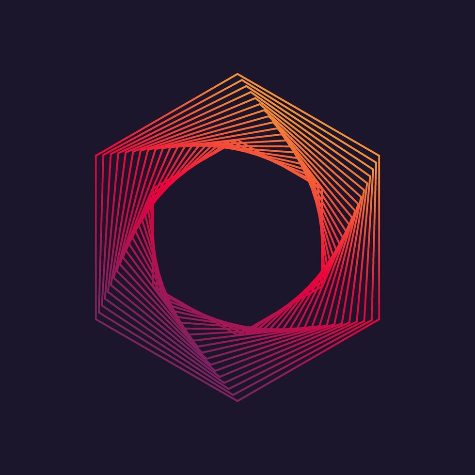 Dynamic Liner Hexagonal Shape Abstract Modern Graphic Element Colorful Gradient Design Vector