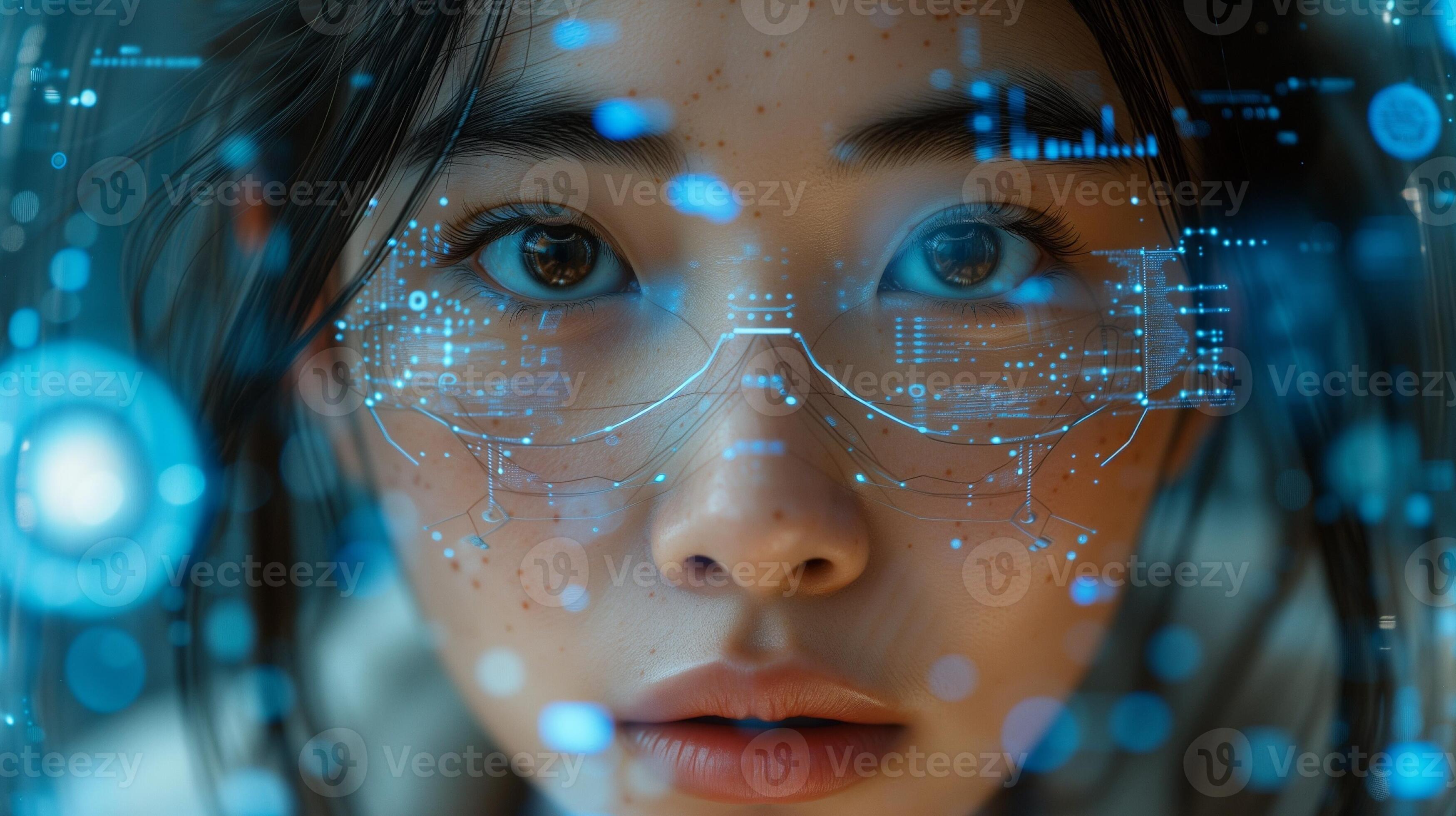 AI generated Future Interaction Woman with Neural Interface Device Explores Singularity 40556259 ...